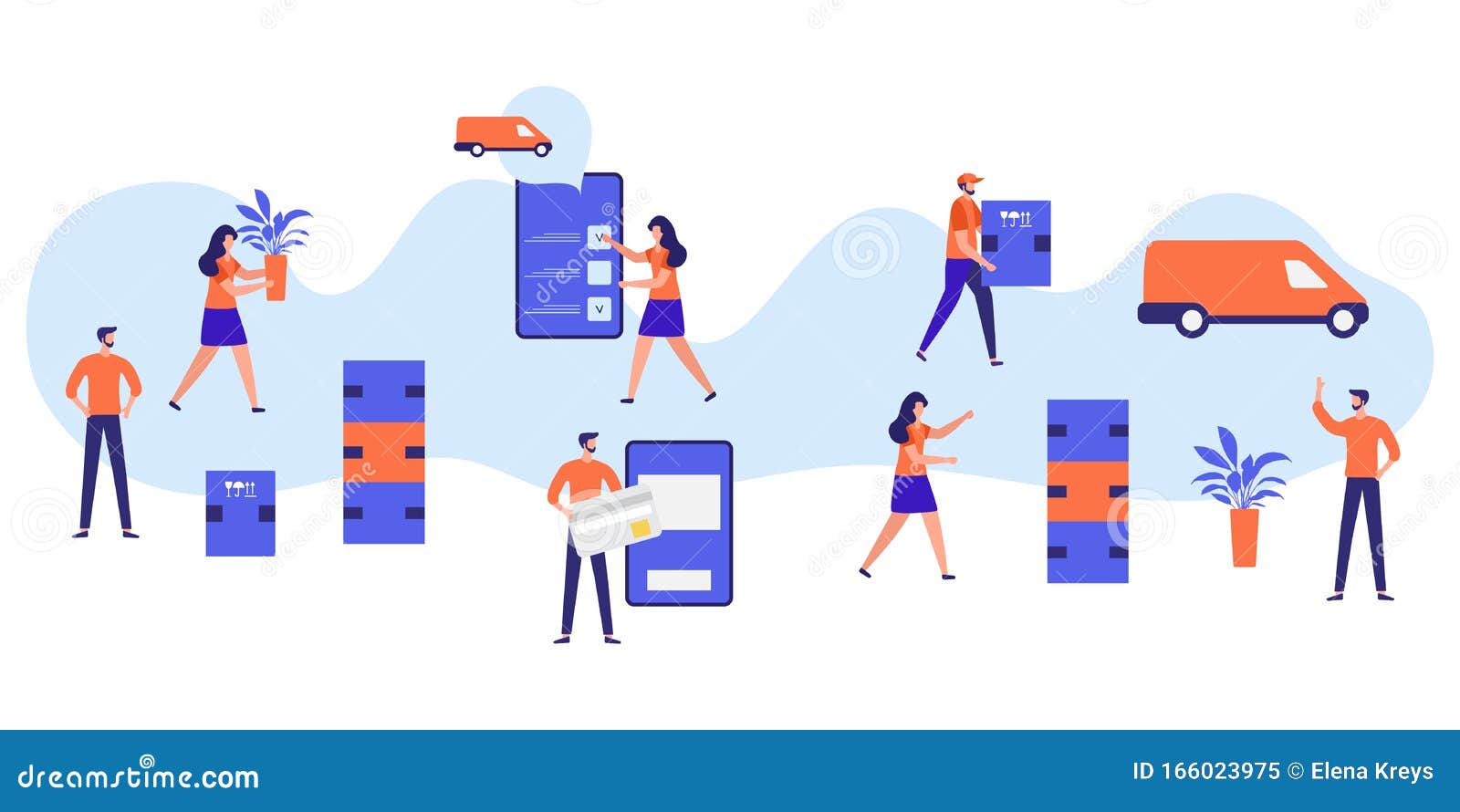 People Order Smart Phone App, Pay Freight Service Stock Vector ...