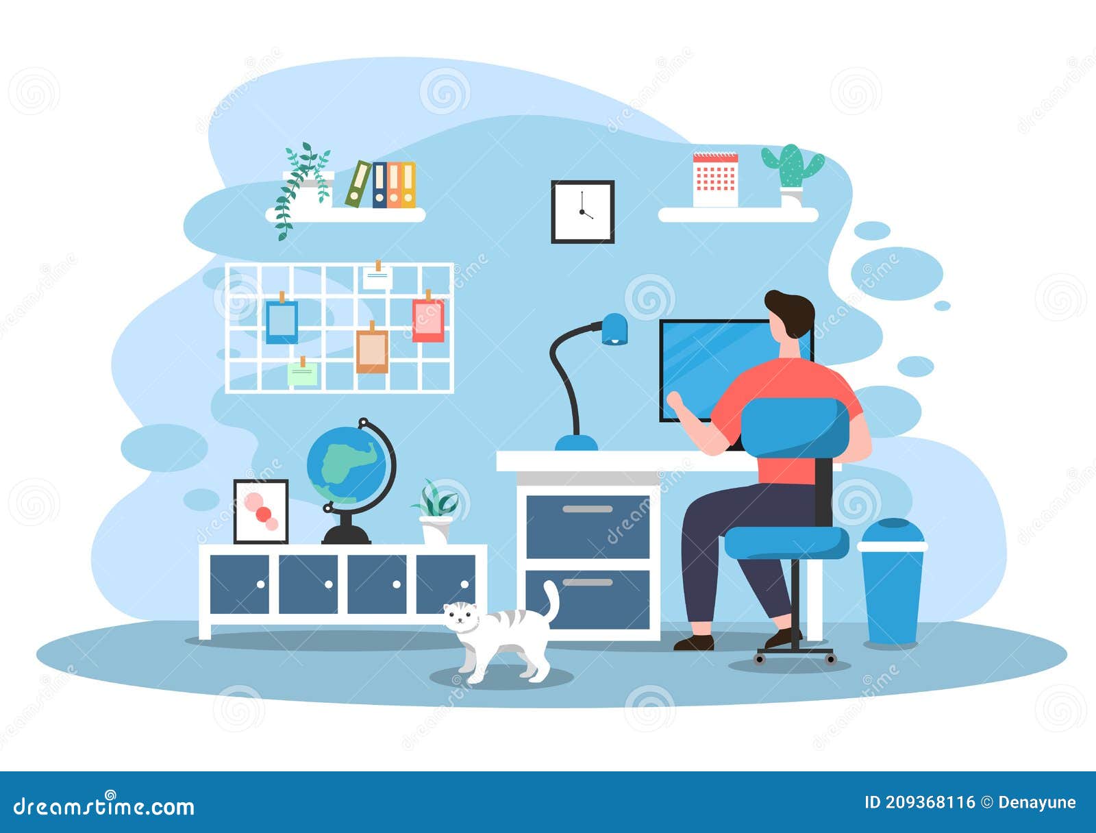 Vector Illustration People during Quarantine from Coronavirus Works on ...