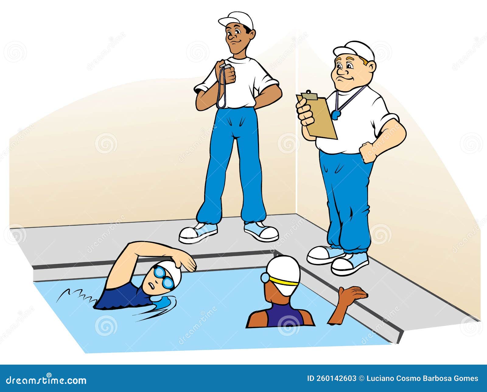 Illustration of People Swimming Training Athletes Along with Their ...