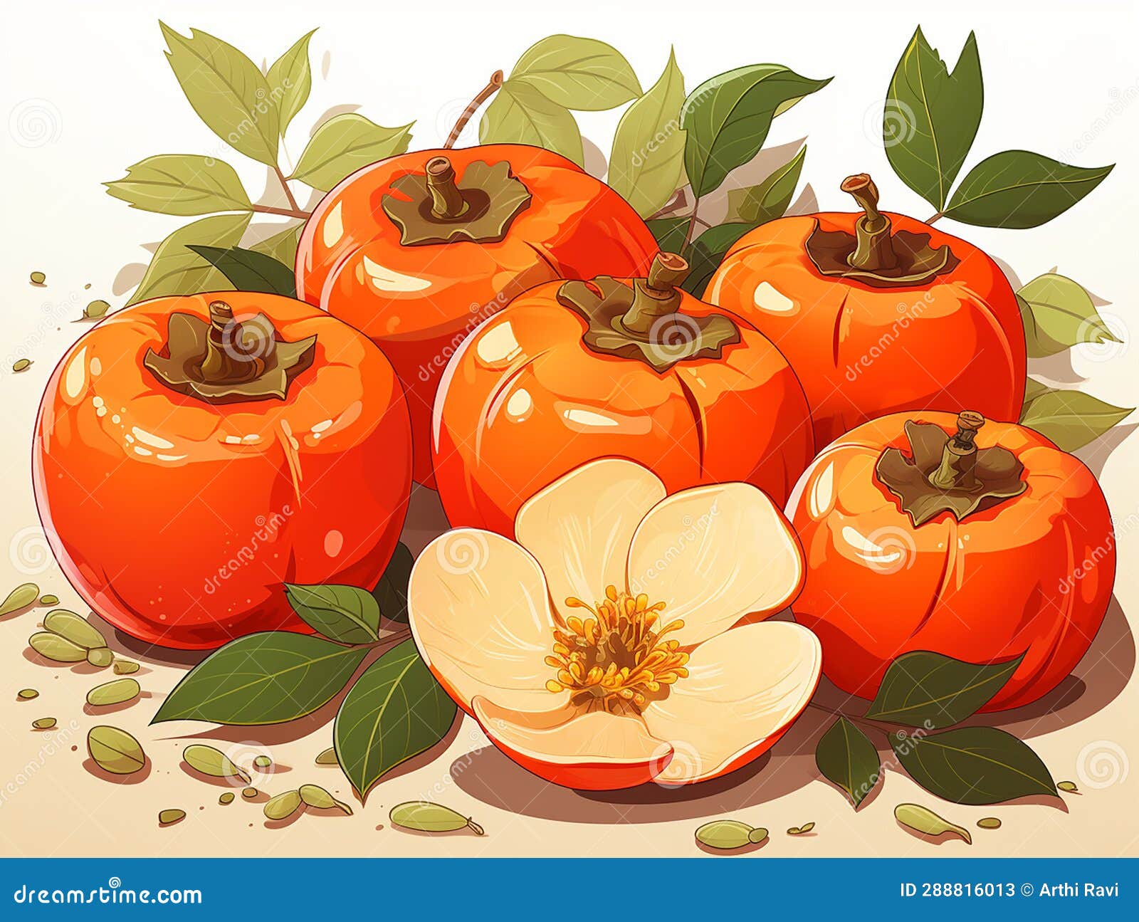 Vector Illustration of Persimmon Stock Illustration - Illustration of ...