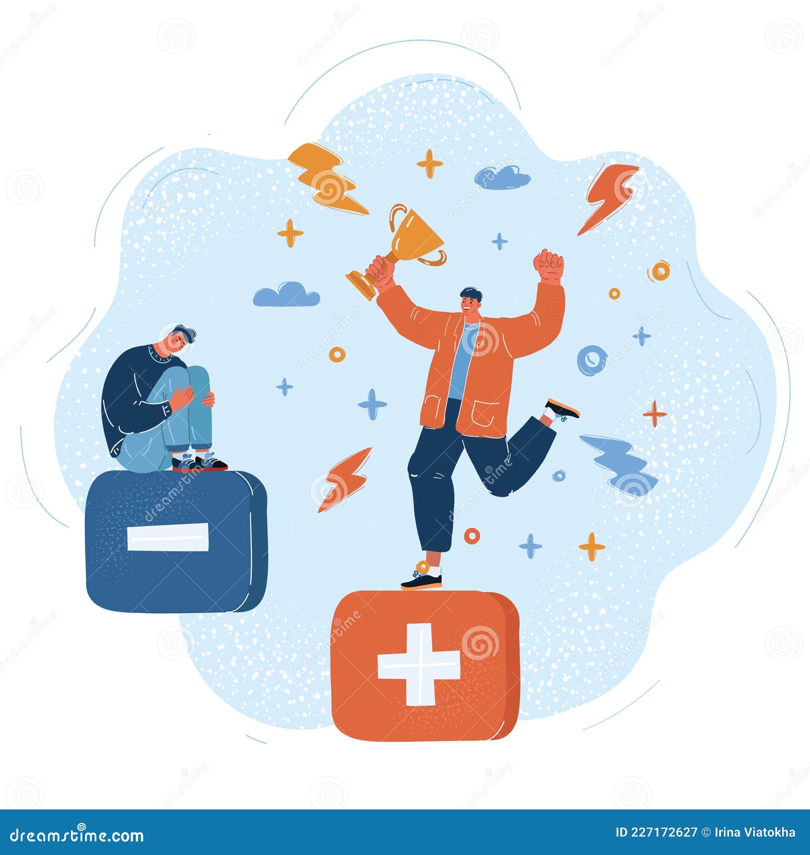 Vector Illustration of Pessimist and Optimist. Stock Vector ...