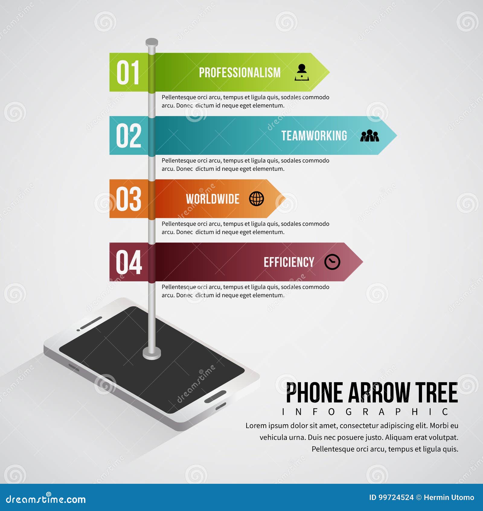 Phone Arrow Tree Infographic Stock Vector - Illustration of option ...