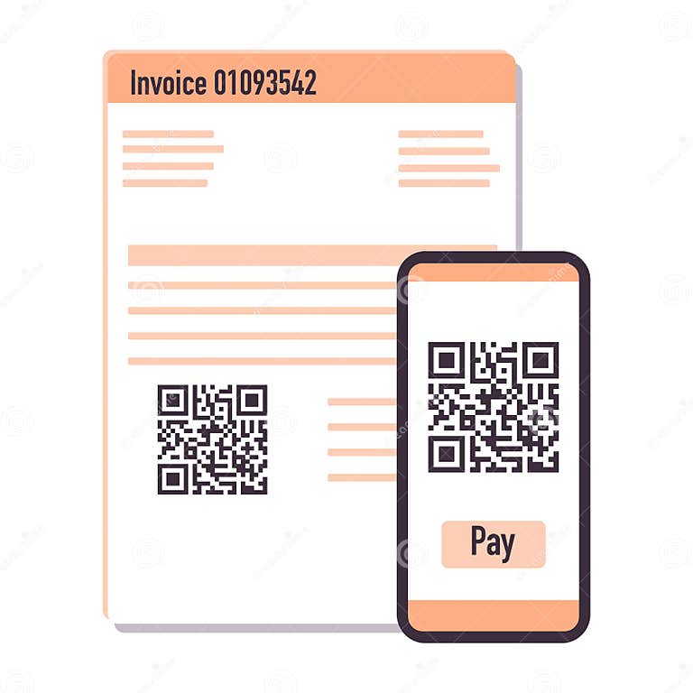 Phone Scan Qr Code for Payment Invoice. Vector Stock Vector ...
