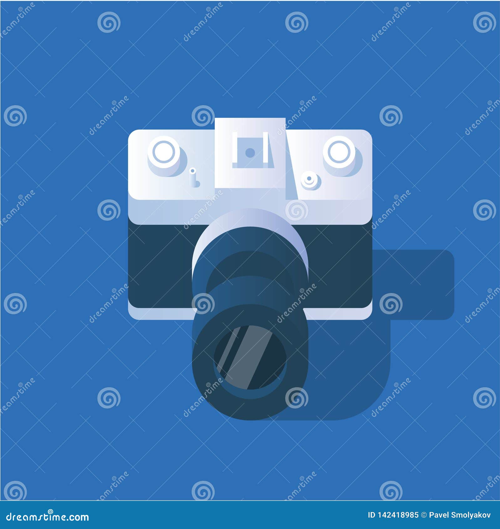 Vector Illustration, Photo Camera. Blue Background. Icon Stock Vector ...