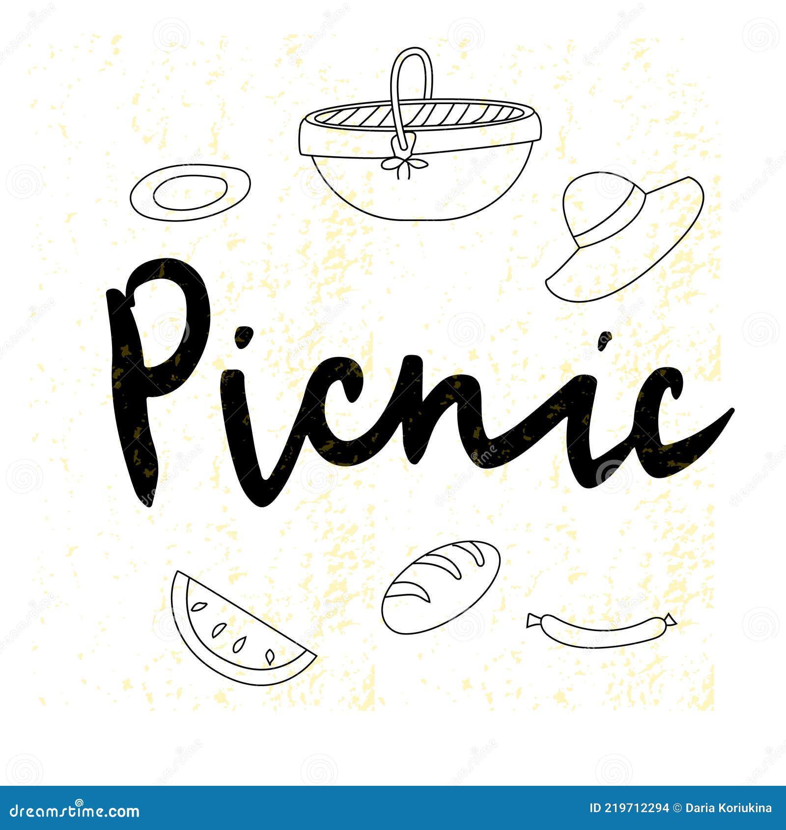 Picnic. Hand Written Word Of Splash Paint Vector Illustration ...