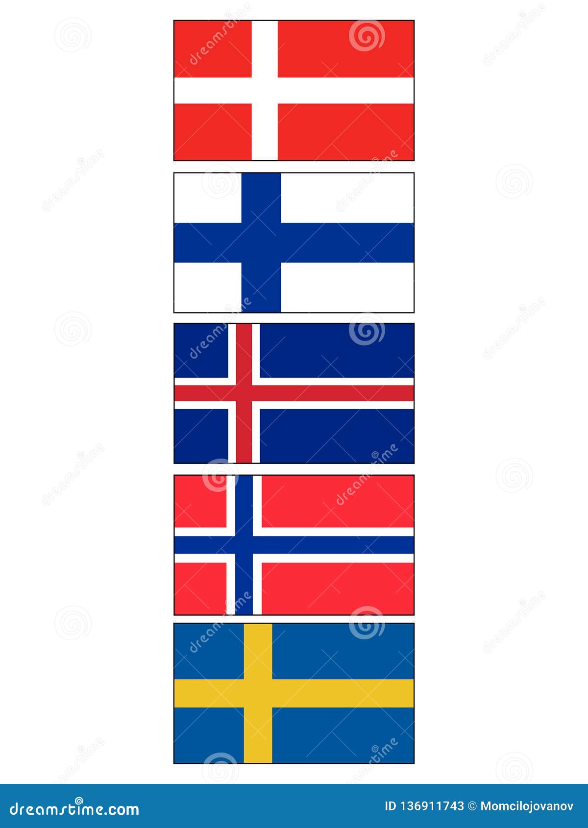 Picture Set of Flags of the Nordic Countries Stock Vector ...