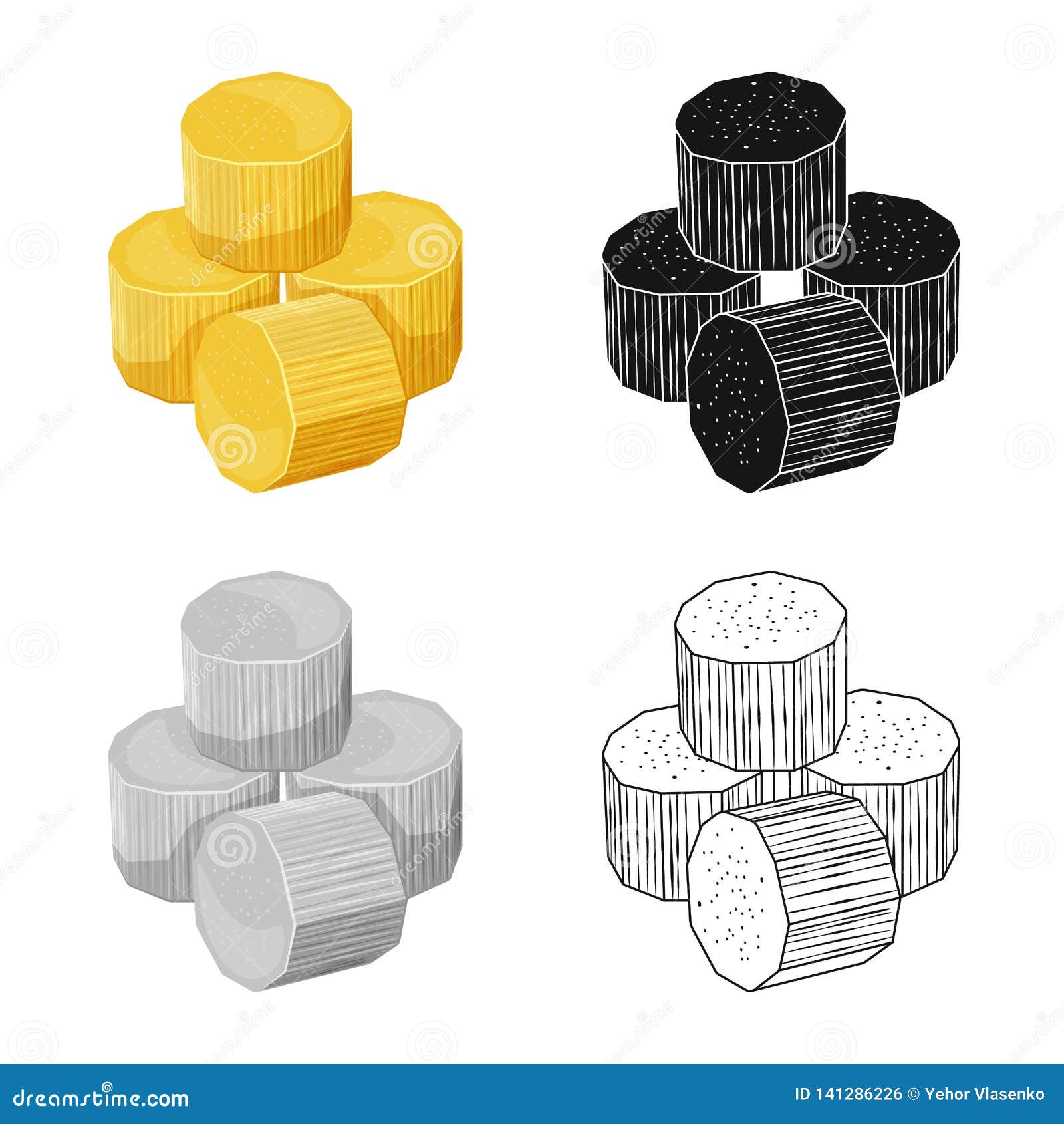 Vector Illustration of Piece and Cube Sign. Collection of Piece and ...