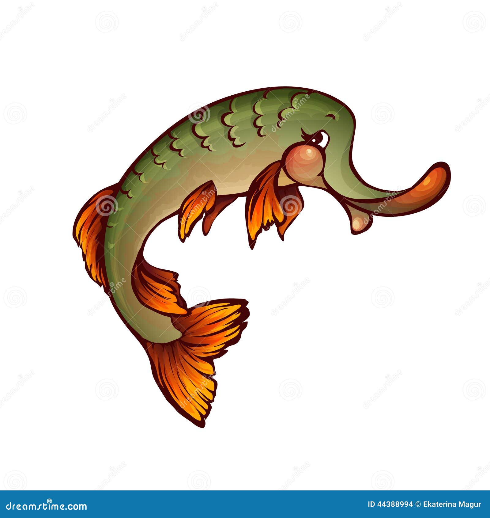Vector Illustration of Pike in Cartoon Style Stock Vector ...