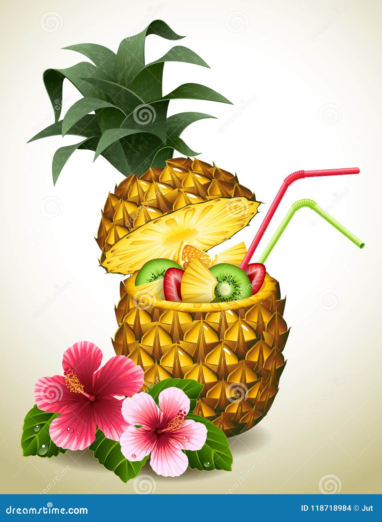 Pineapple cocktail stock vector. Illustration of green - 118718984