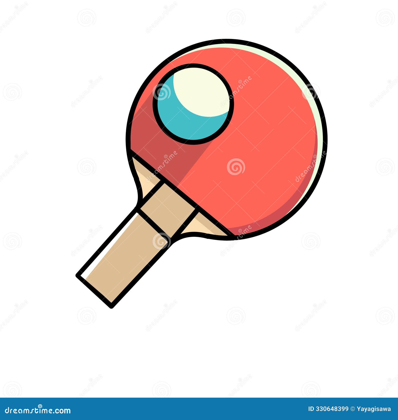 Vector Illustration of Ping Pong Racket and Ball in Flat Style Stock ...