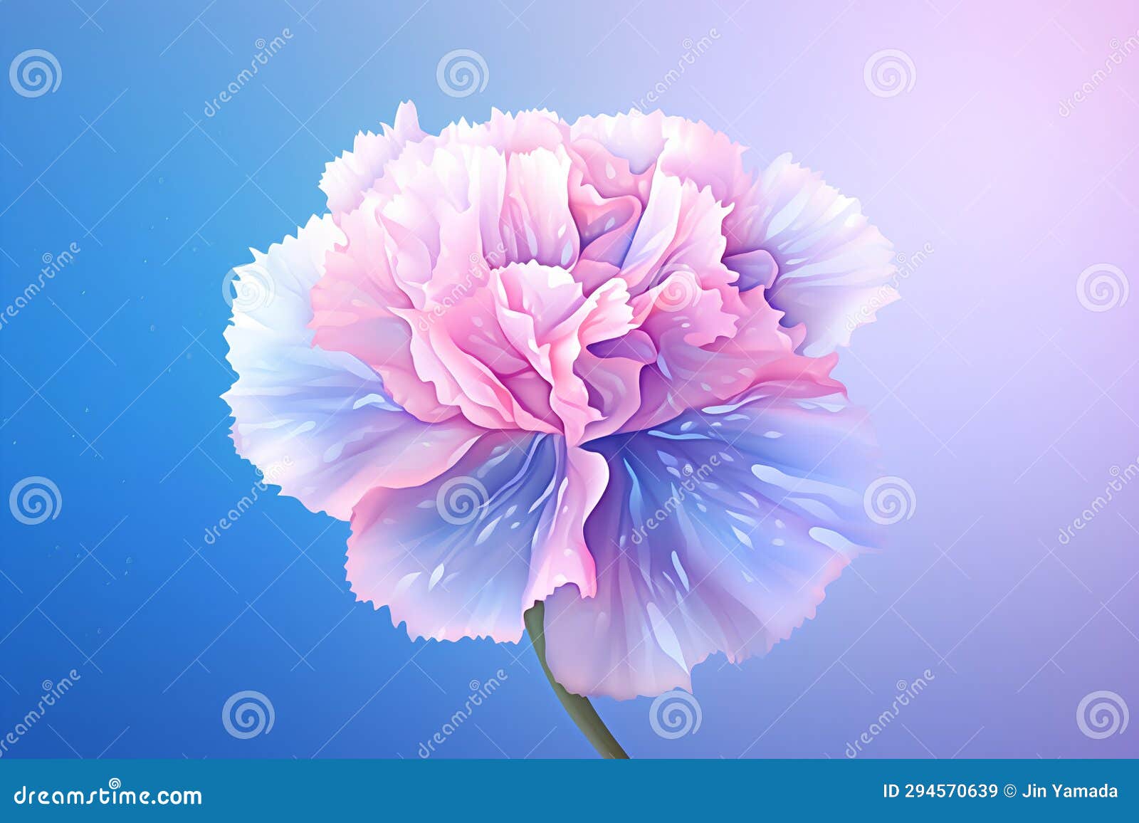Vector Illustration of a Pink and Blue Carnation on a Blue Background ...