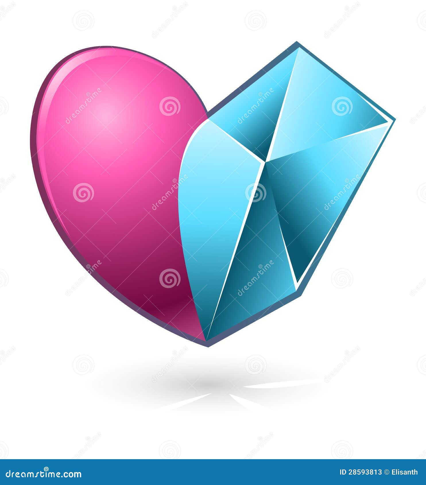 Vector Illustration of Pink and Blue Heart Stock Vector - Illustration ...