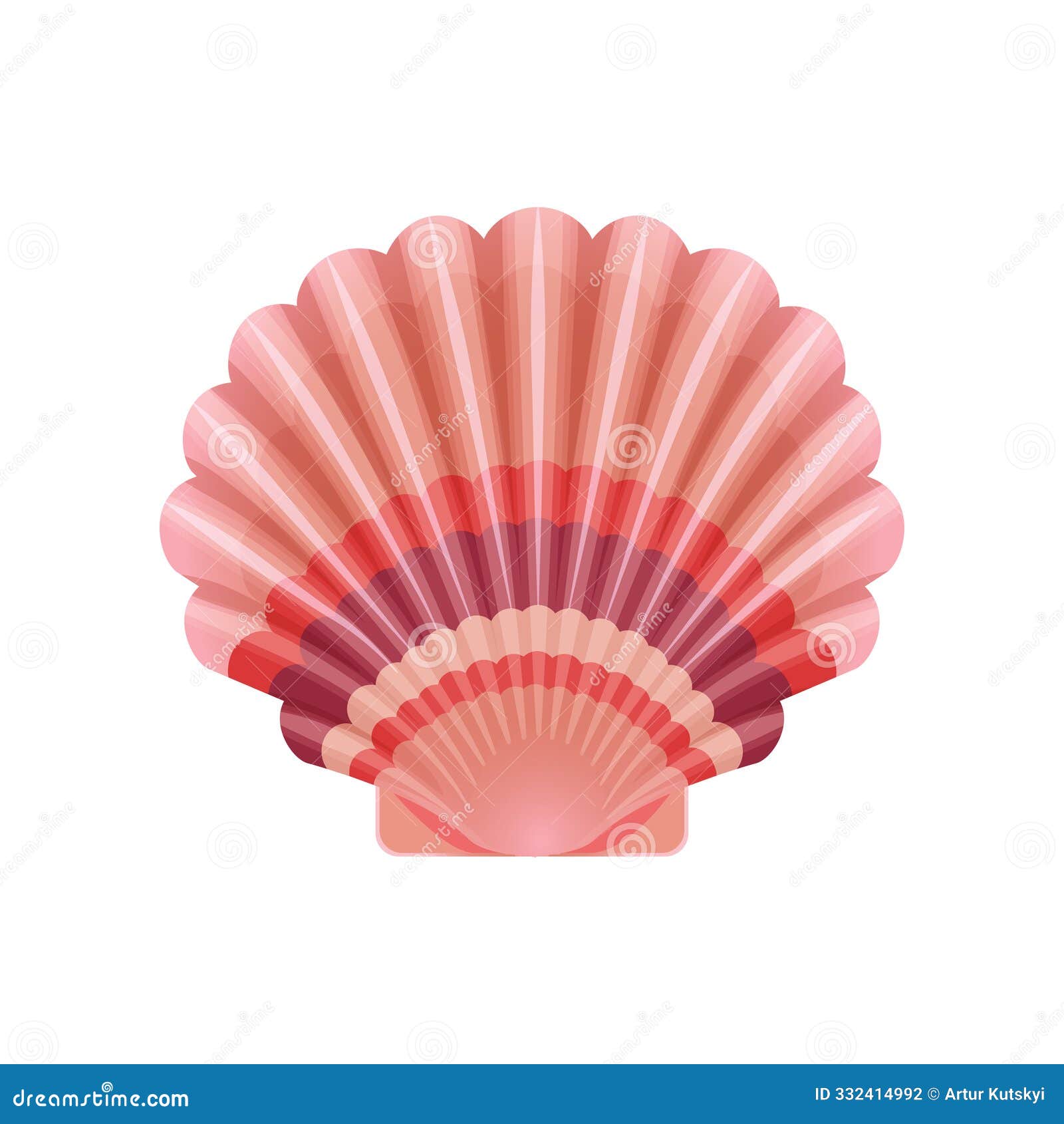 Vector Illustration of a Pink Fan-Shaped Seashell Stock Illustration ...