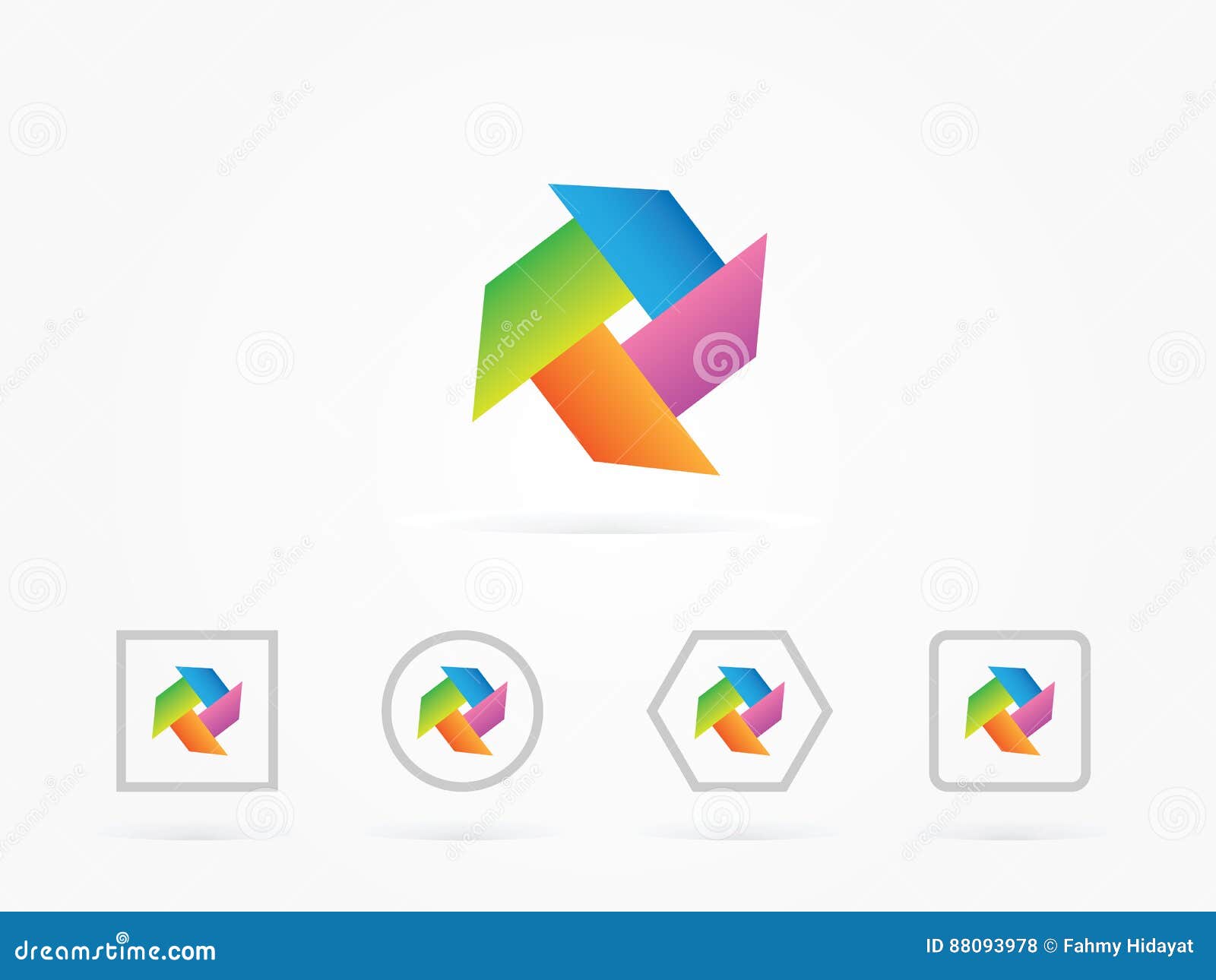 Vector Illustration Pinwheel Elements with Rainbow Colors Stock ...
