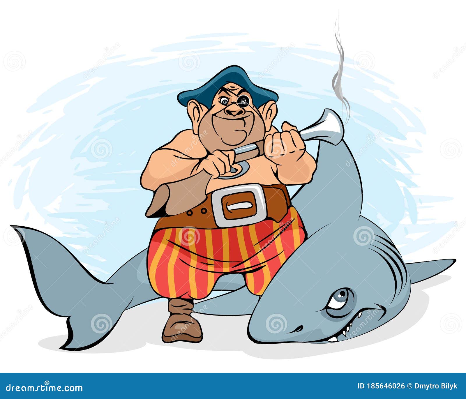 Pirate and shark he killed stock vector. Illustration of weapon - 185646026