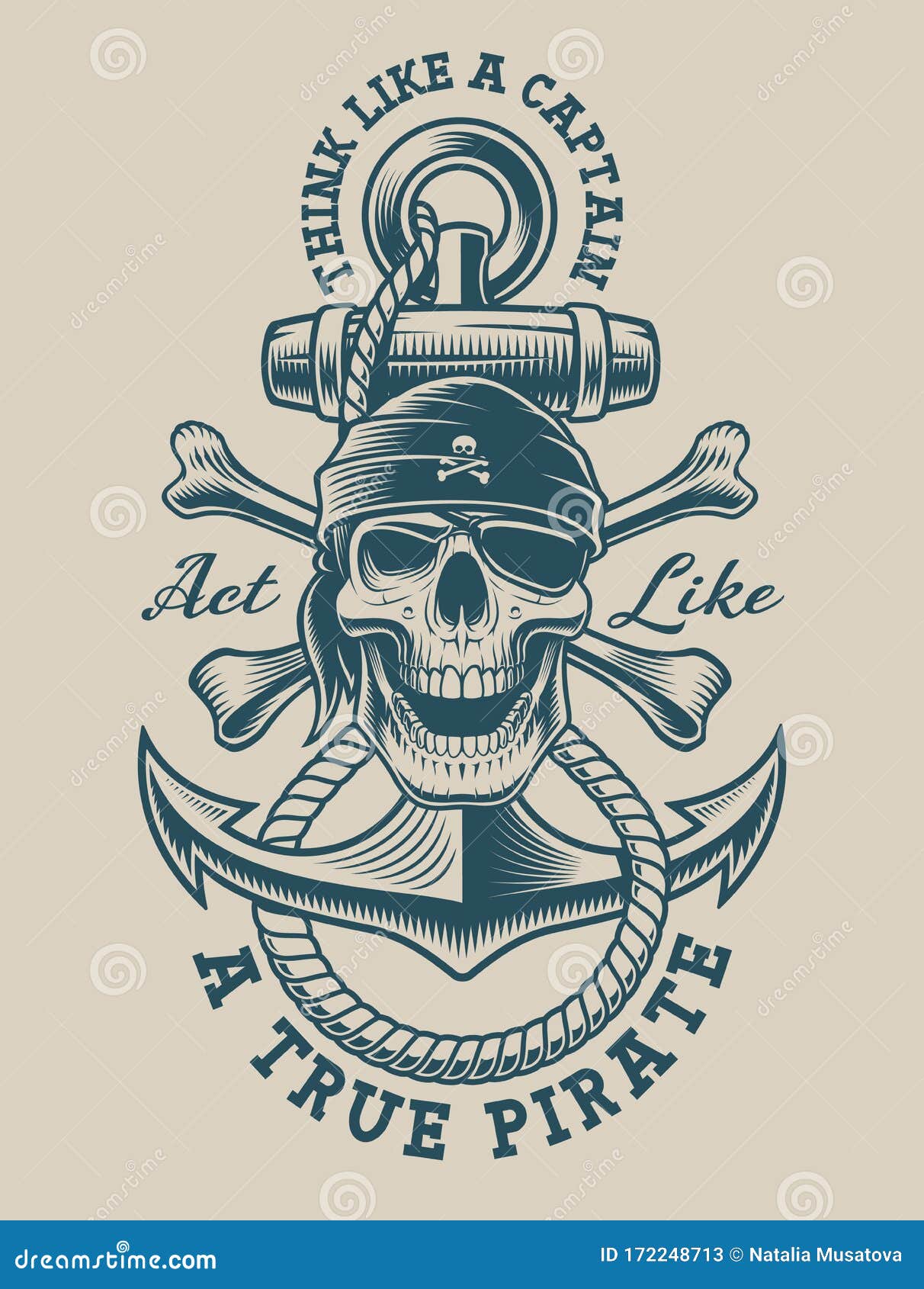 Vector Illustration of a Pirate Skull with Vintage Anchor Stock Vector ... Vector Illustration of a Pirate Skull with Vintage Anchor Stock Vector ...
