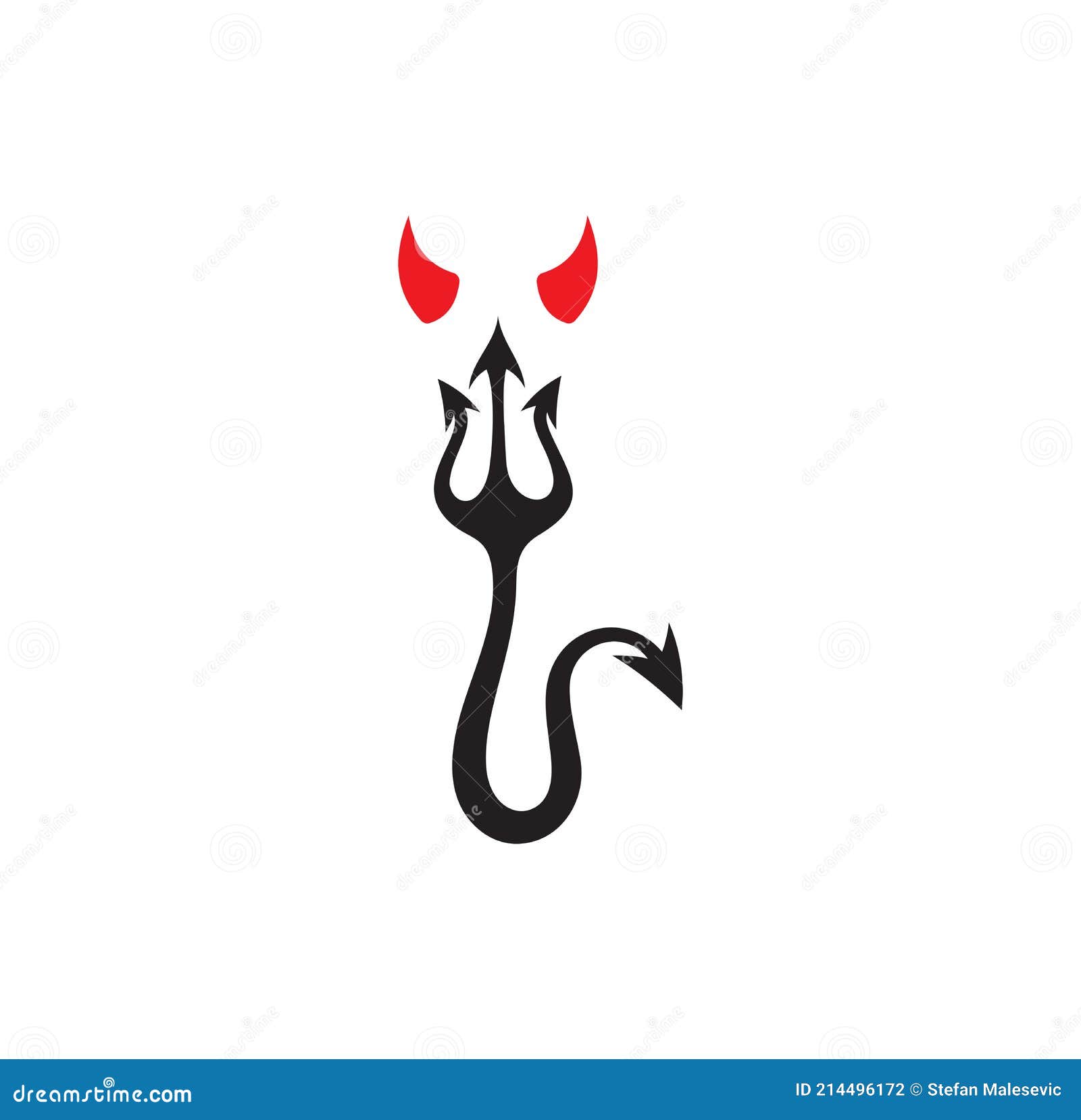 Pitchfork with Devil Horns and Tail Stock Vector - Illustration of ...