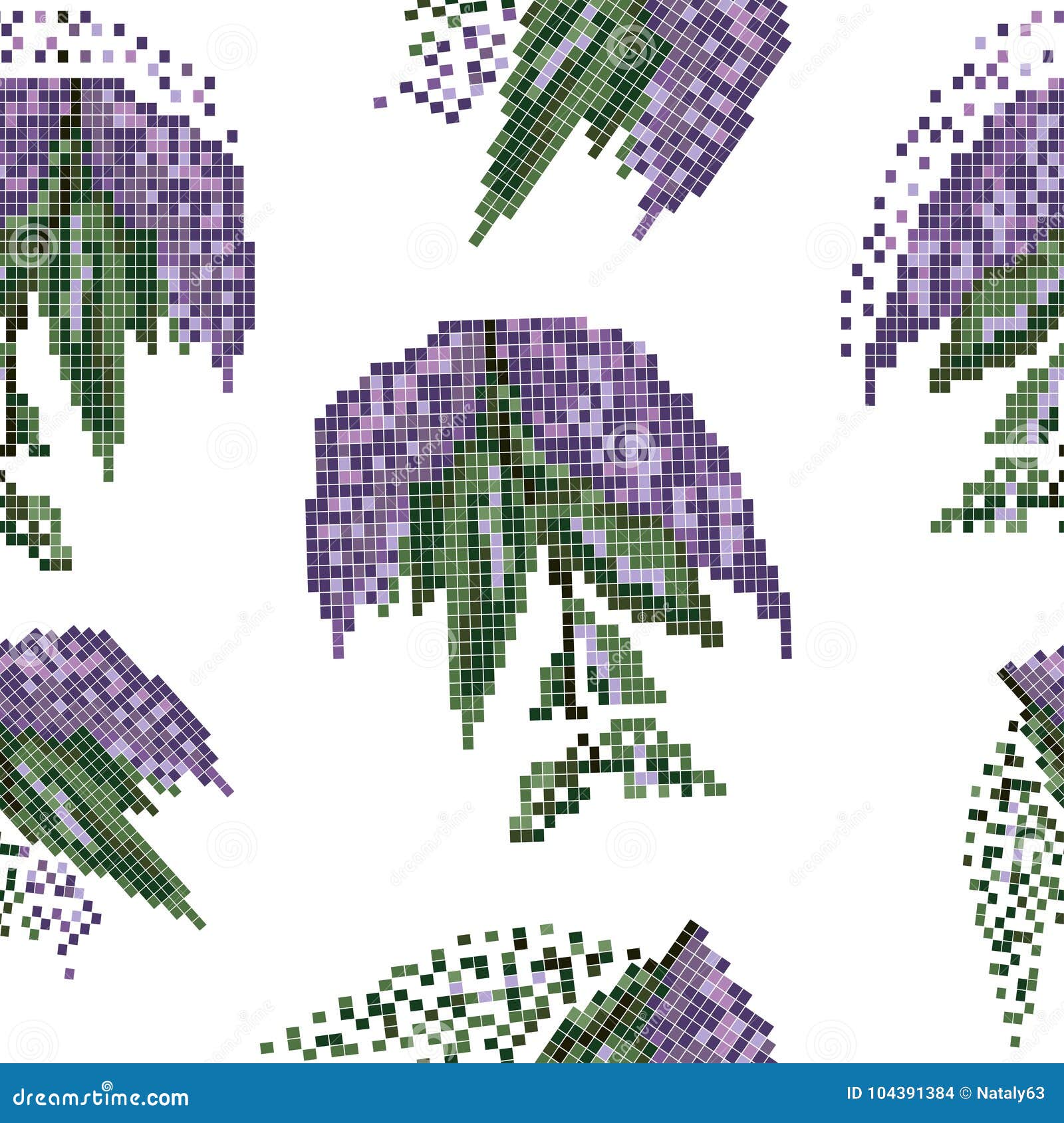 Pixel Art Pattern Seamless with Lilac Stock Vector - Illustration of ...
