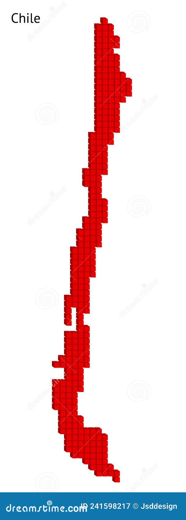 Vector Illustration Pixelated Geographical Map of Chile in Red Color ...