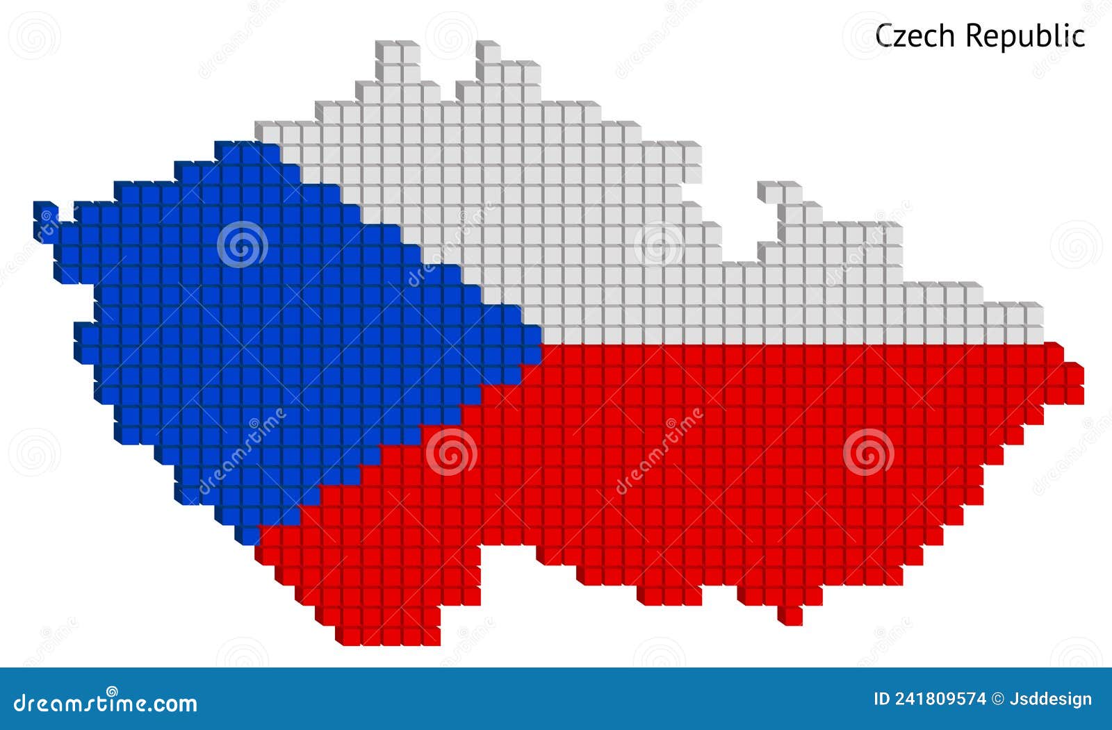 Vector Illustration Pixelated Geographical Map of Czech Republic Stock ...