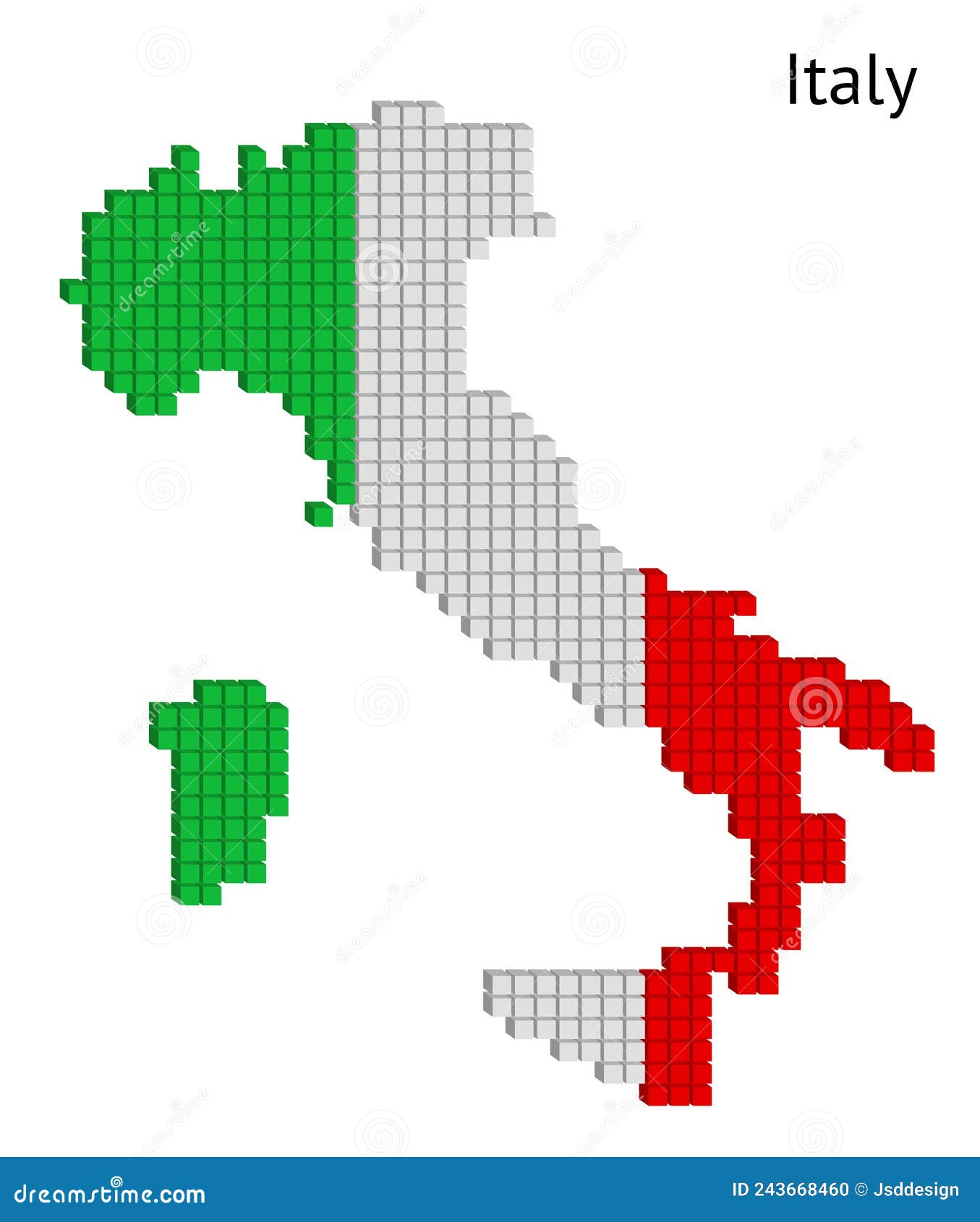 Vector Illustration Pixelated Geographical Map of Italy Stock Vector ...