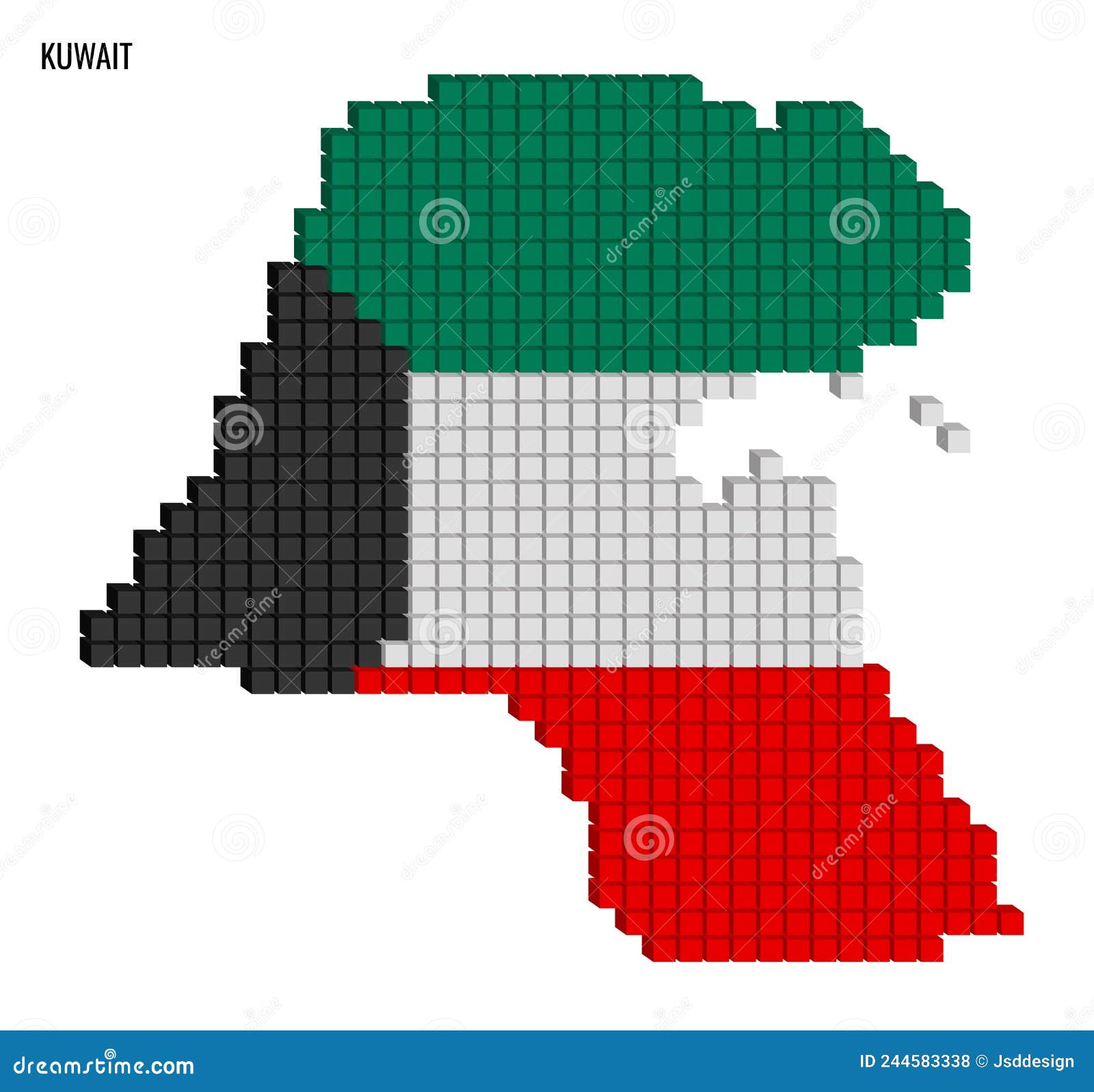 Vector Illustration Pixelated Geographical Map of Kuwait Stock Vector ...