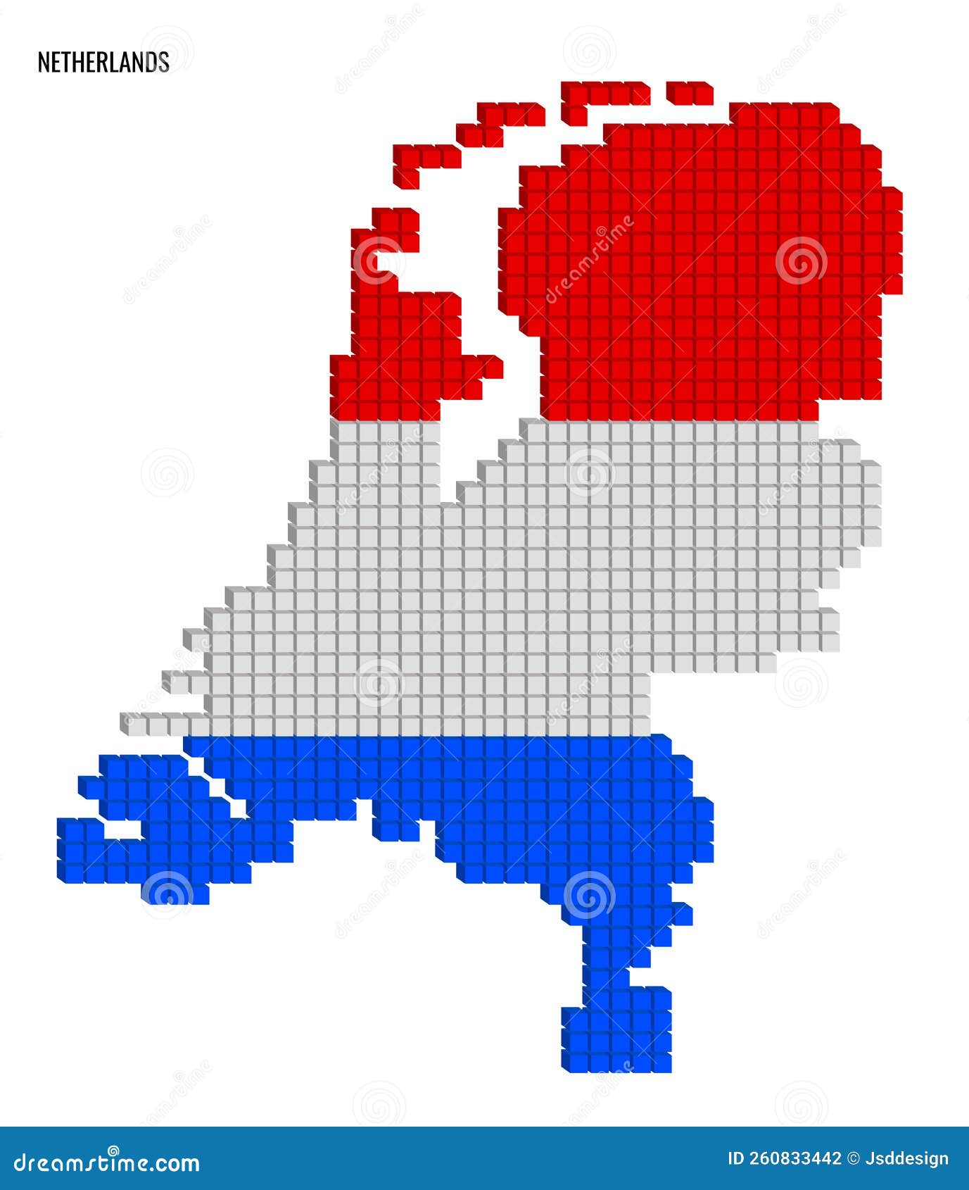 Vector Illustration Pixelated Geographical Map of Netherlands Stock ...