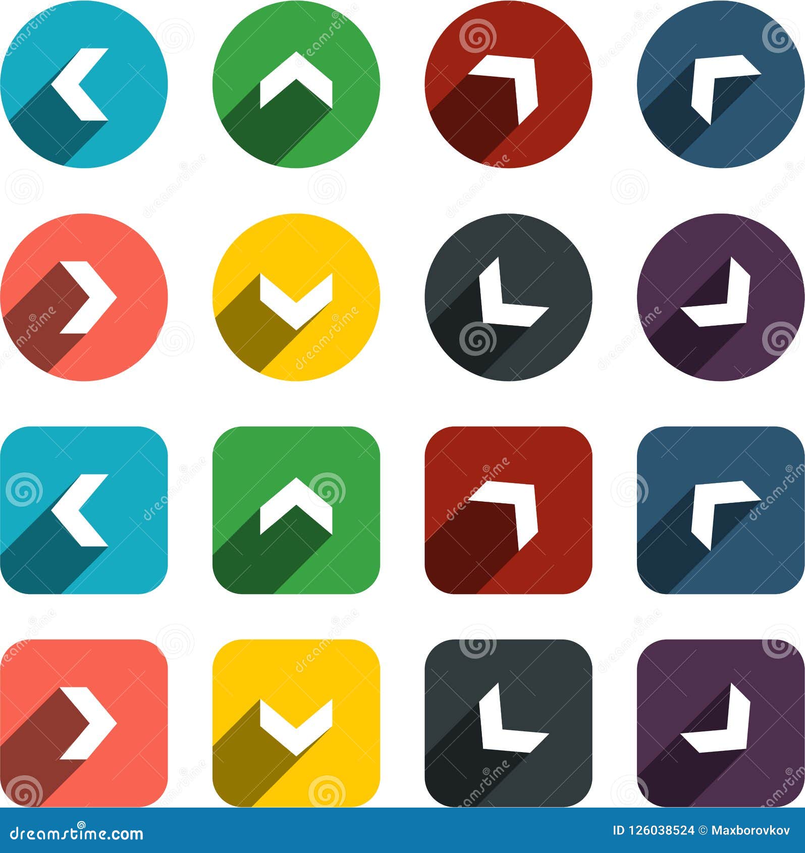 Flat arrow icons. stock vector. Illustration of next - 126038524