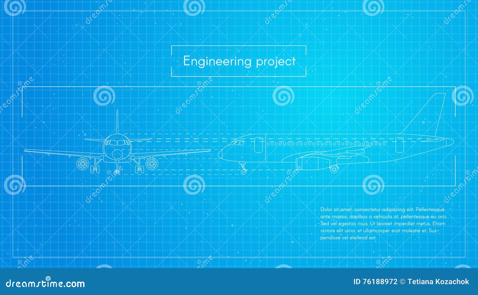 Vector Illustration of Plane. Engineering Aircraft Blueprint Background ...