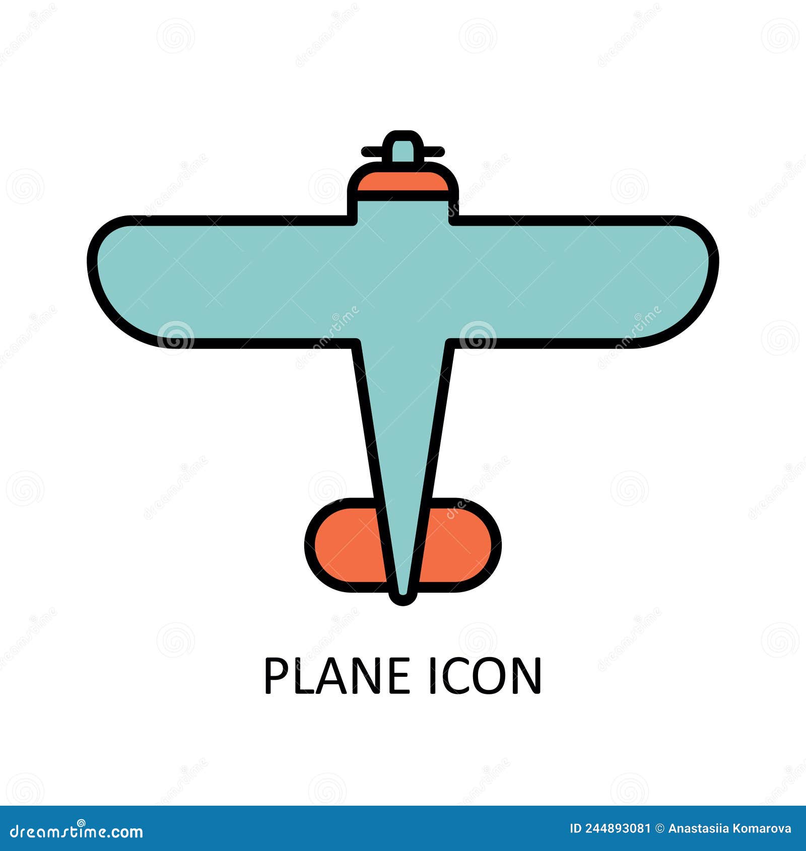 Vector Illustration with Plane Icon. Linear Drawing Stock Vector ...