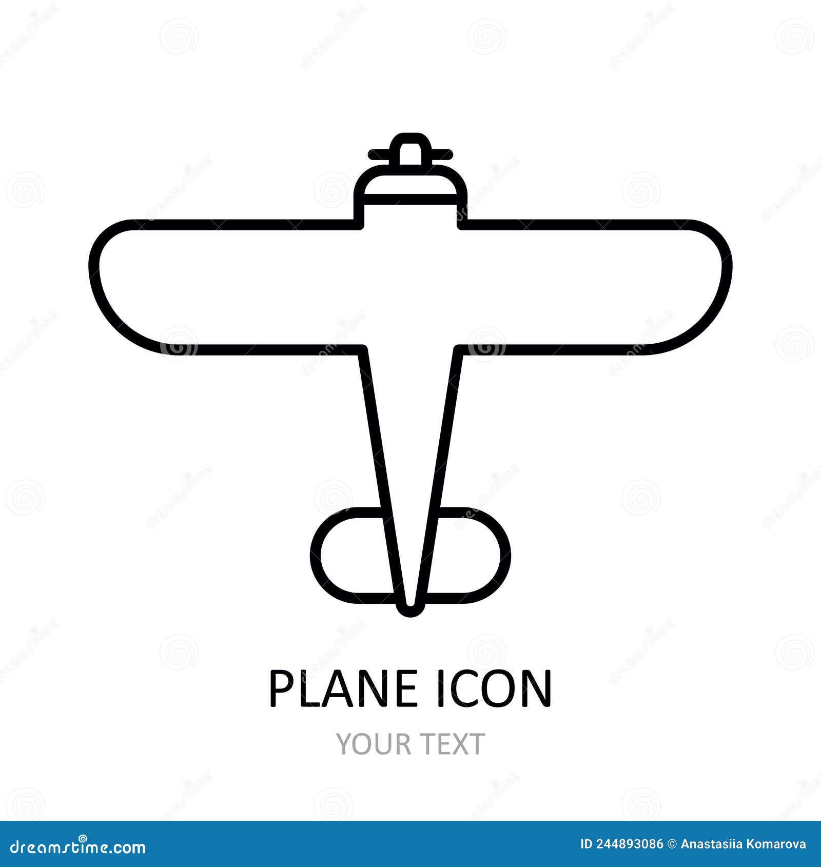 Vector Illustration with Plane Icon. Linear Drawing Stock Vector ...