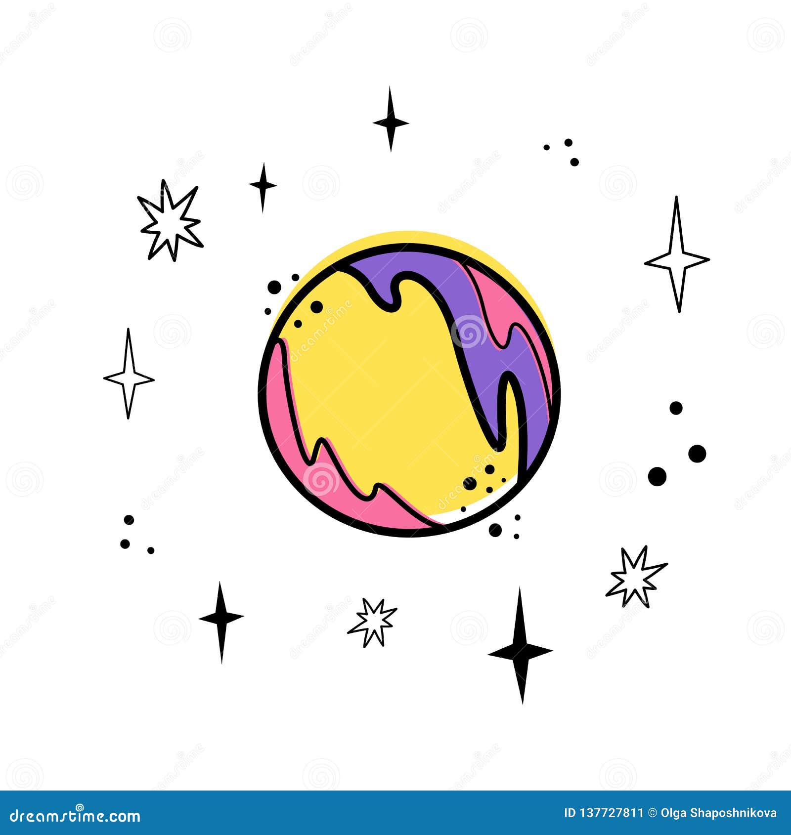 Vector Illustration of a Planet. Doodle Style. Color Stock Illustration ...