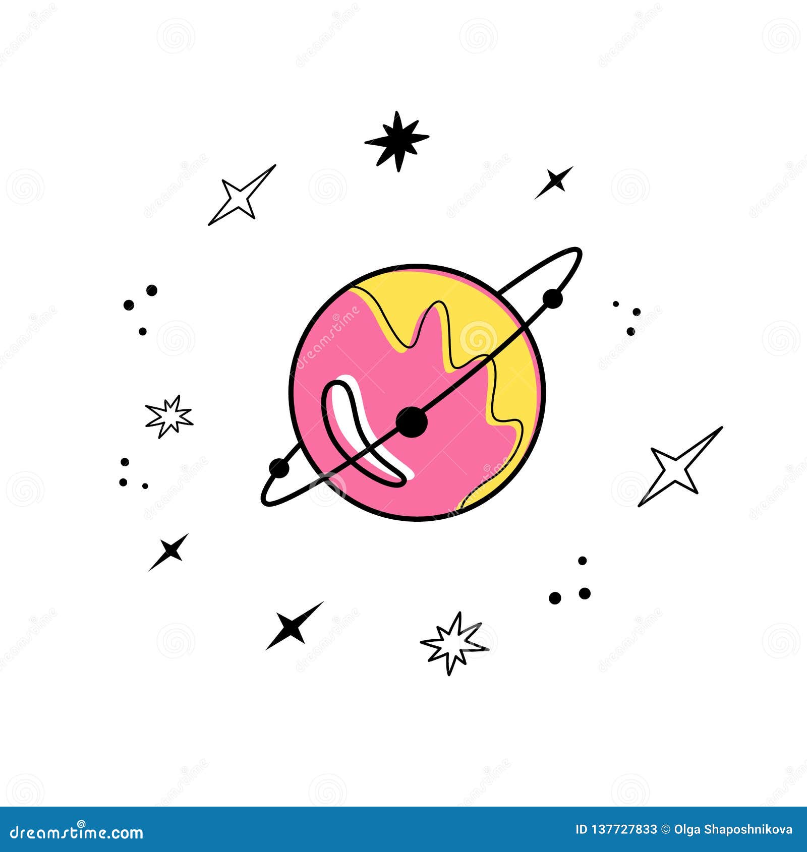 Vector Illustration of a Planet. Doodle Style. Color Stock Illustration ...