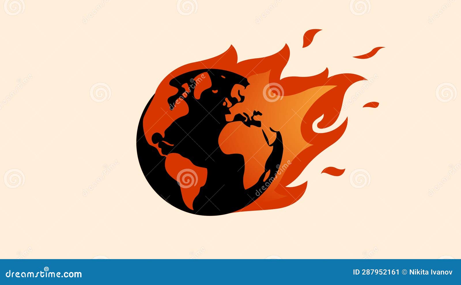 Vector Illustration Of The Planet Earth On Fire. A Simple Concept ...