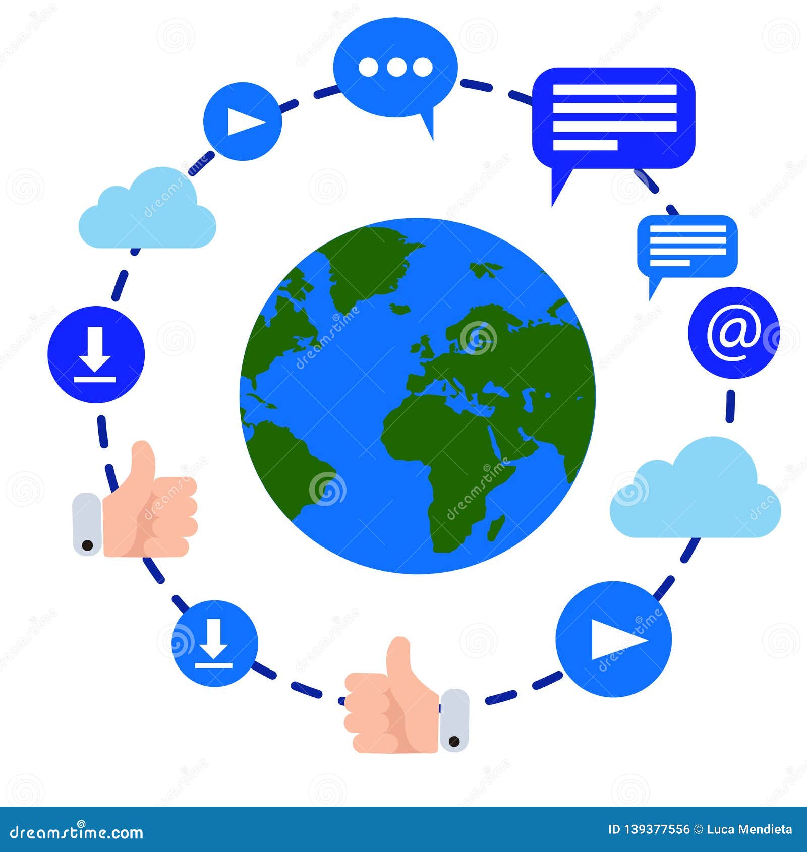 Vector Illustration of Planet Earth Surrounded by Internet Connection ...
