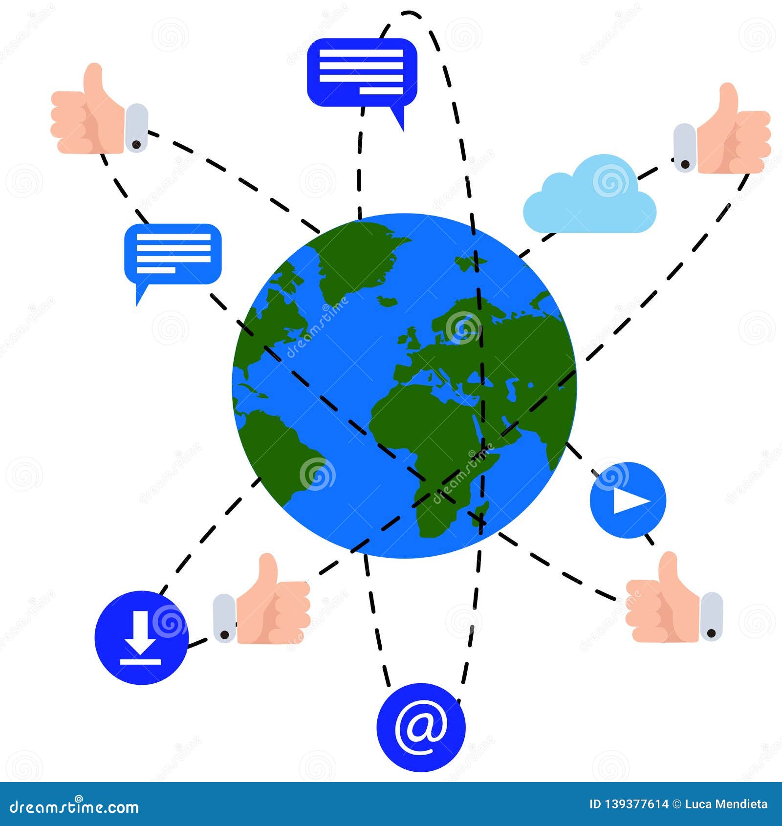 Vector Illustration of Planet Earth Surrounded by Internet Connection ...