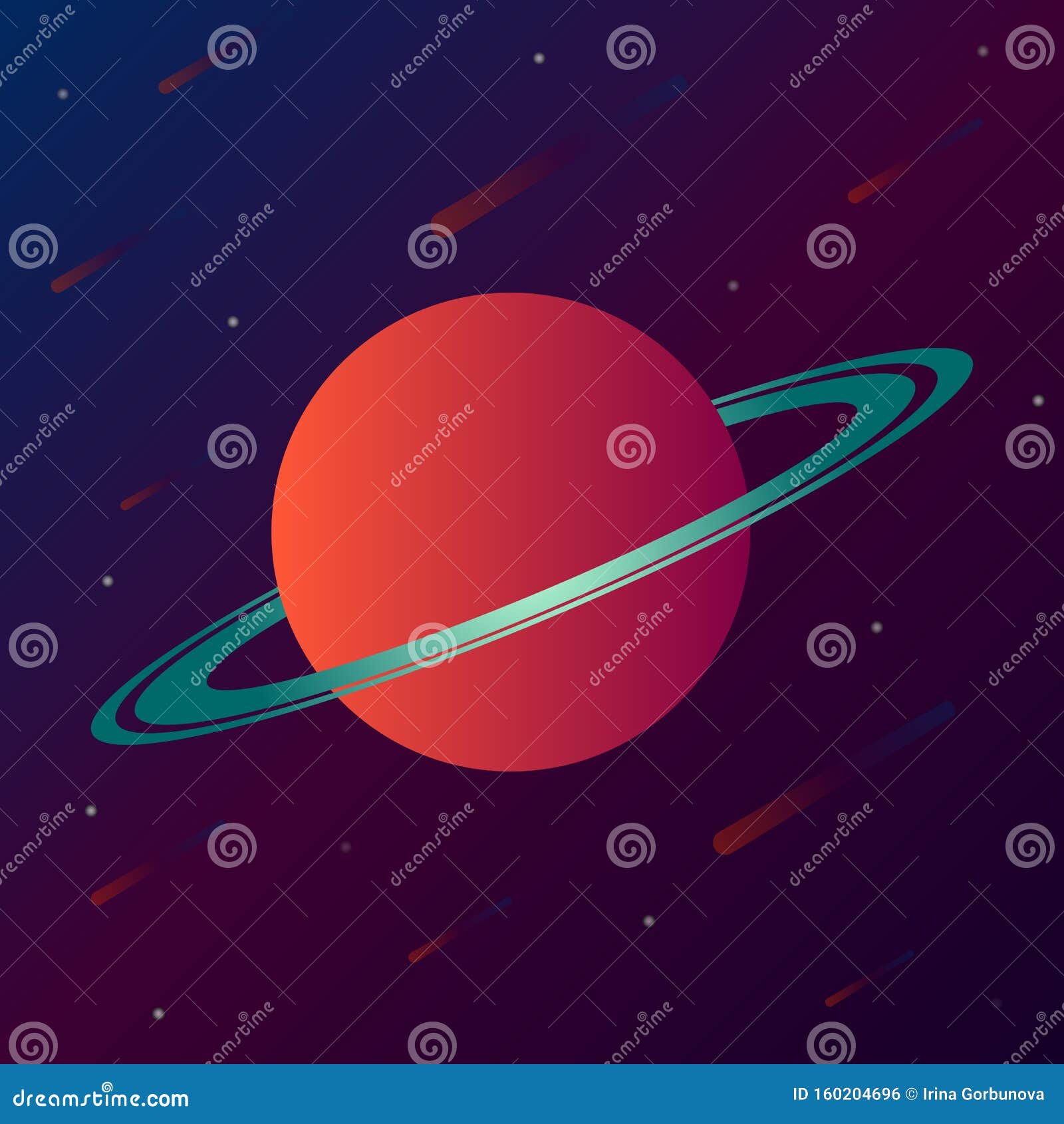 Vector Illustration Planet Saturn and Comets in the Starry Sky ...
