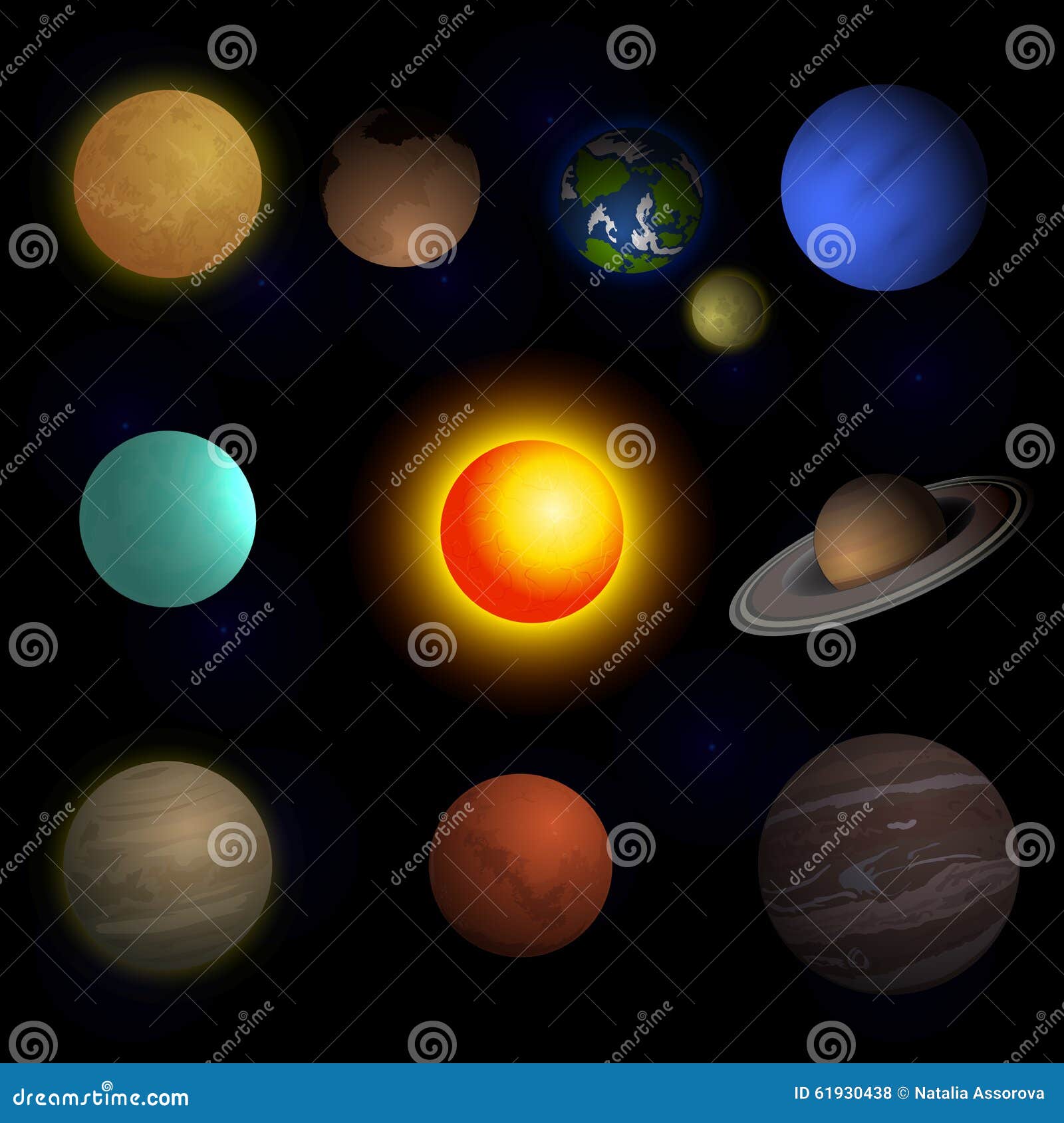 Vector Illustration Planets Solar System Stock Vector - Illustration of ...