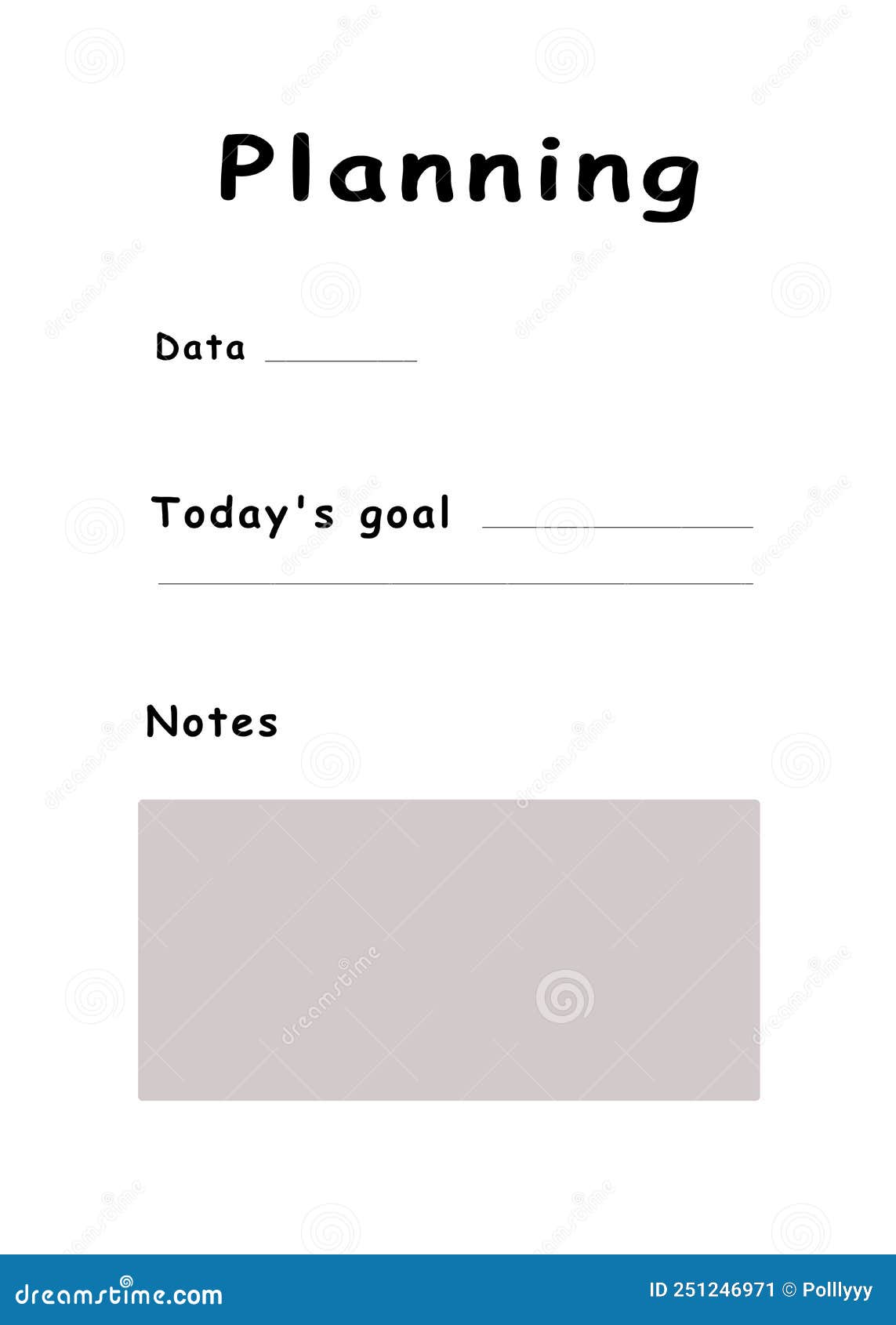 Vector Illustration Planning, Planner, Blank Template. Modern Digital ...