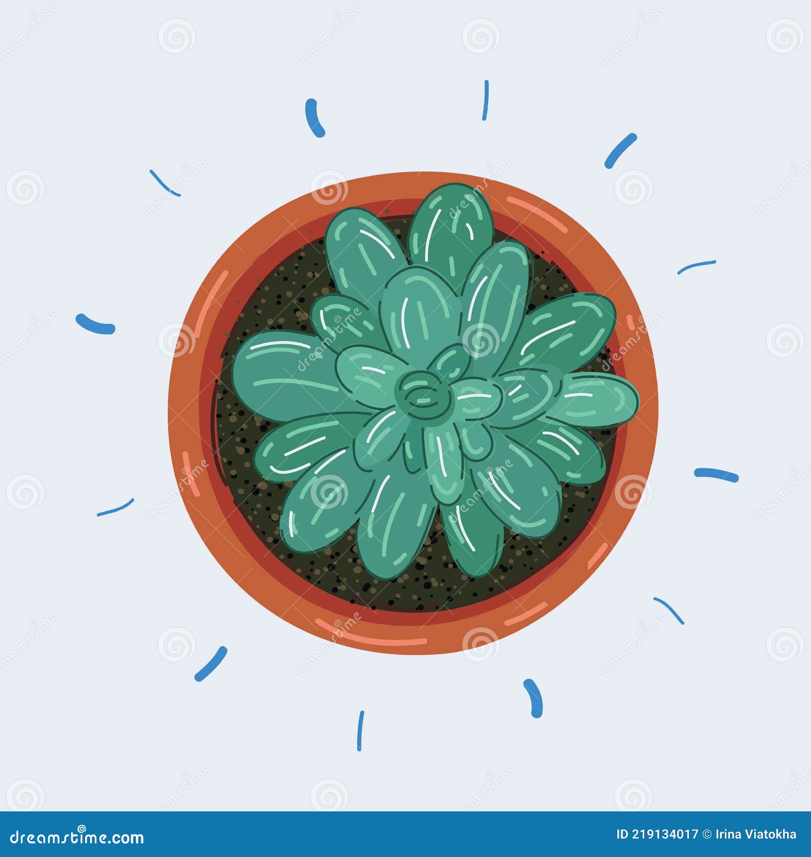 Vector Illustration of Plant in a Pot. Top View on White Stock Vector ...
