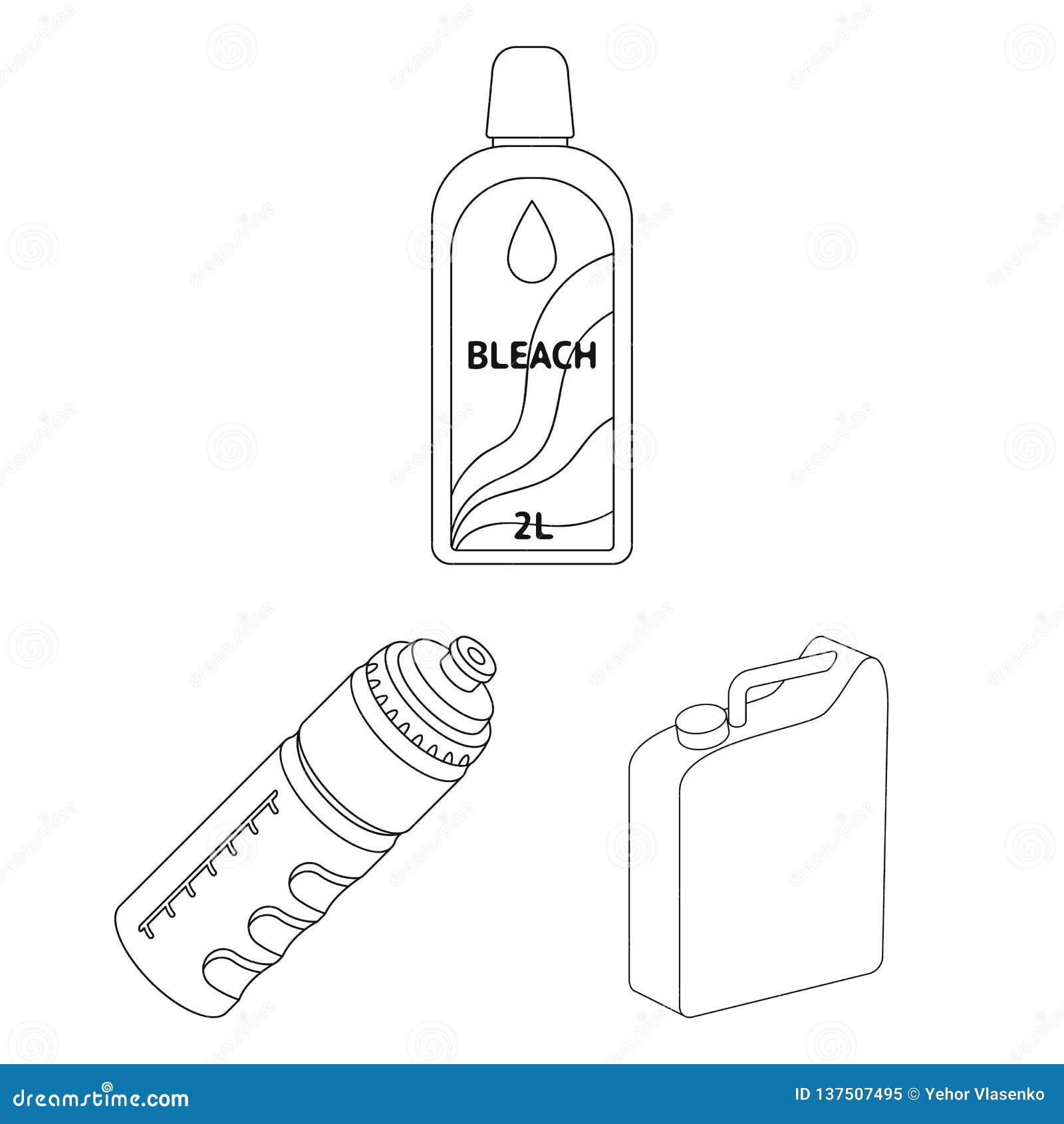 Vector Illustration of Plastic and Container Sign. Collection of ...