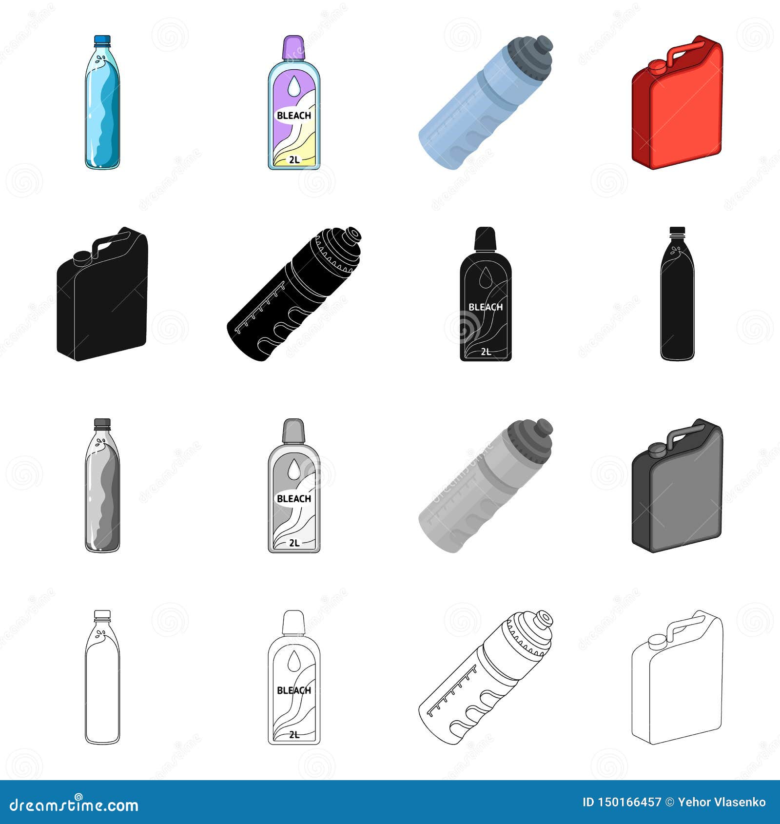 Vector Illustration of Plastic and Container Symbol. Set of Plastic and ...