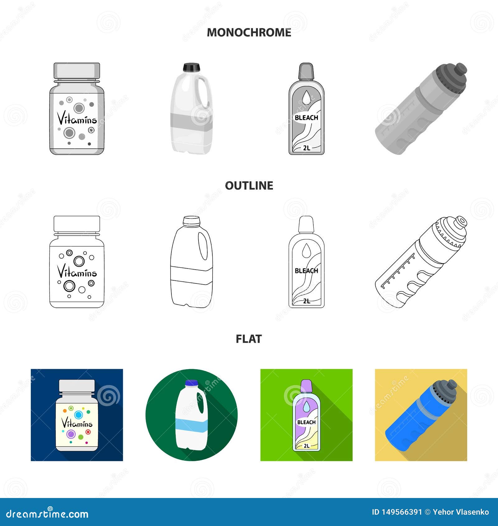 Vector Illustration of Plastic and Container Symbol. Set of Plastic and ...