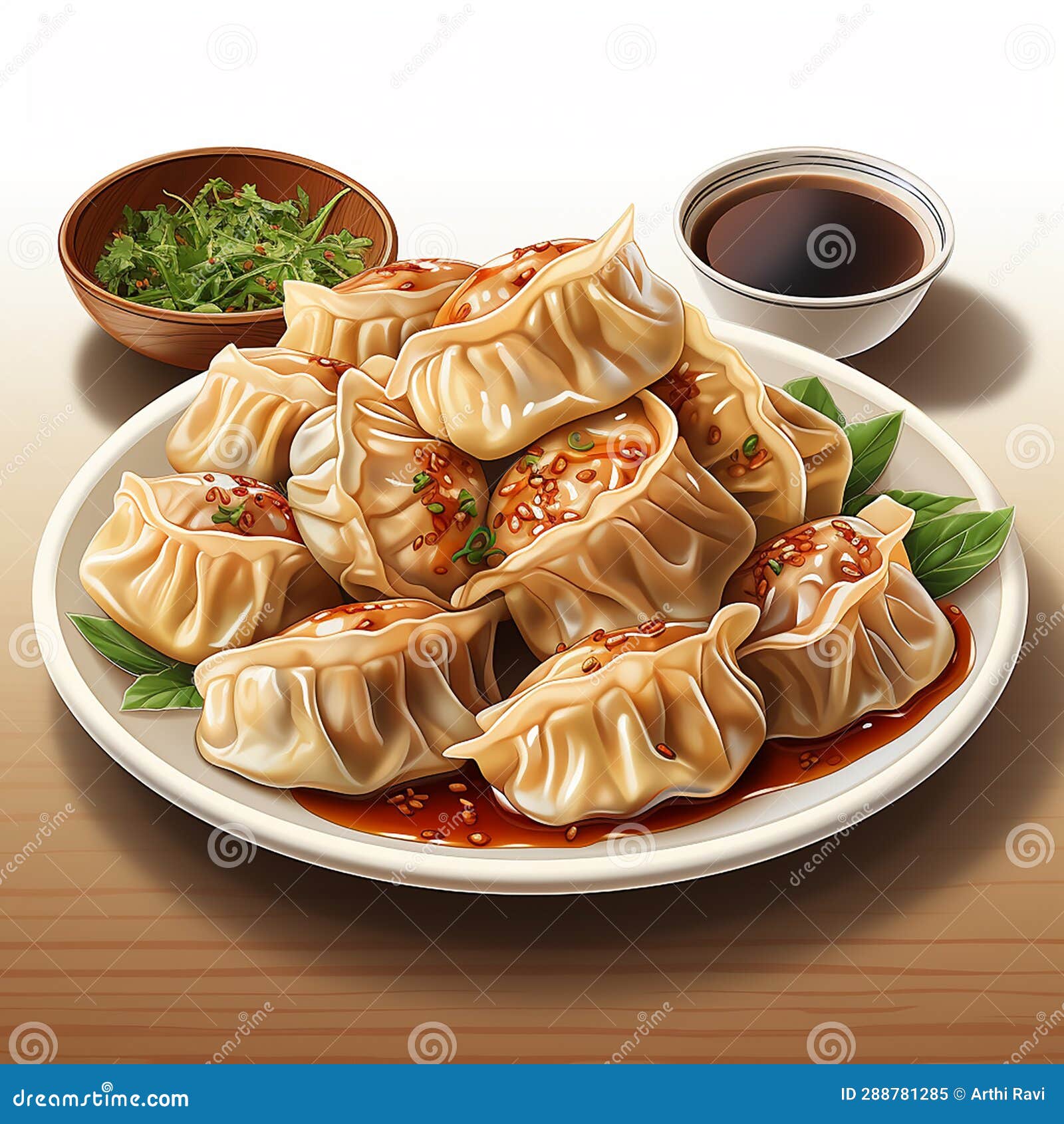 Vector Illustration of Plate of Momos Stock Illustration - Illustration ...