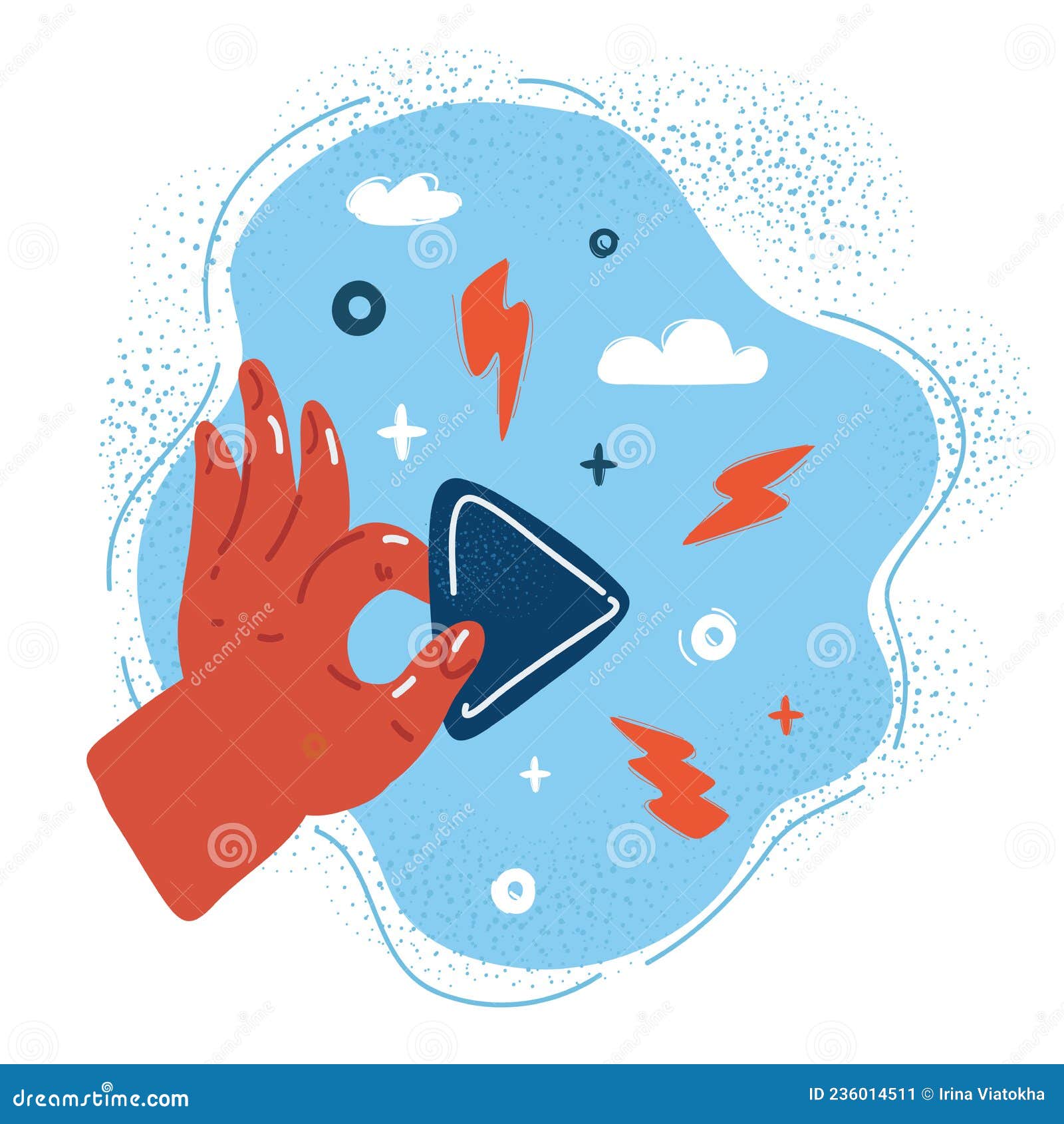 Vector Illustration of Play Icon in Human Hand Stock Vector ...