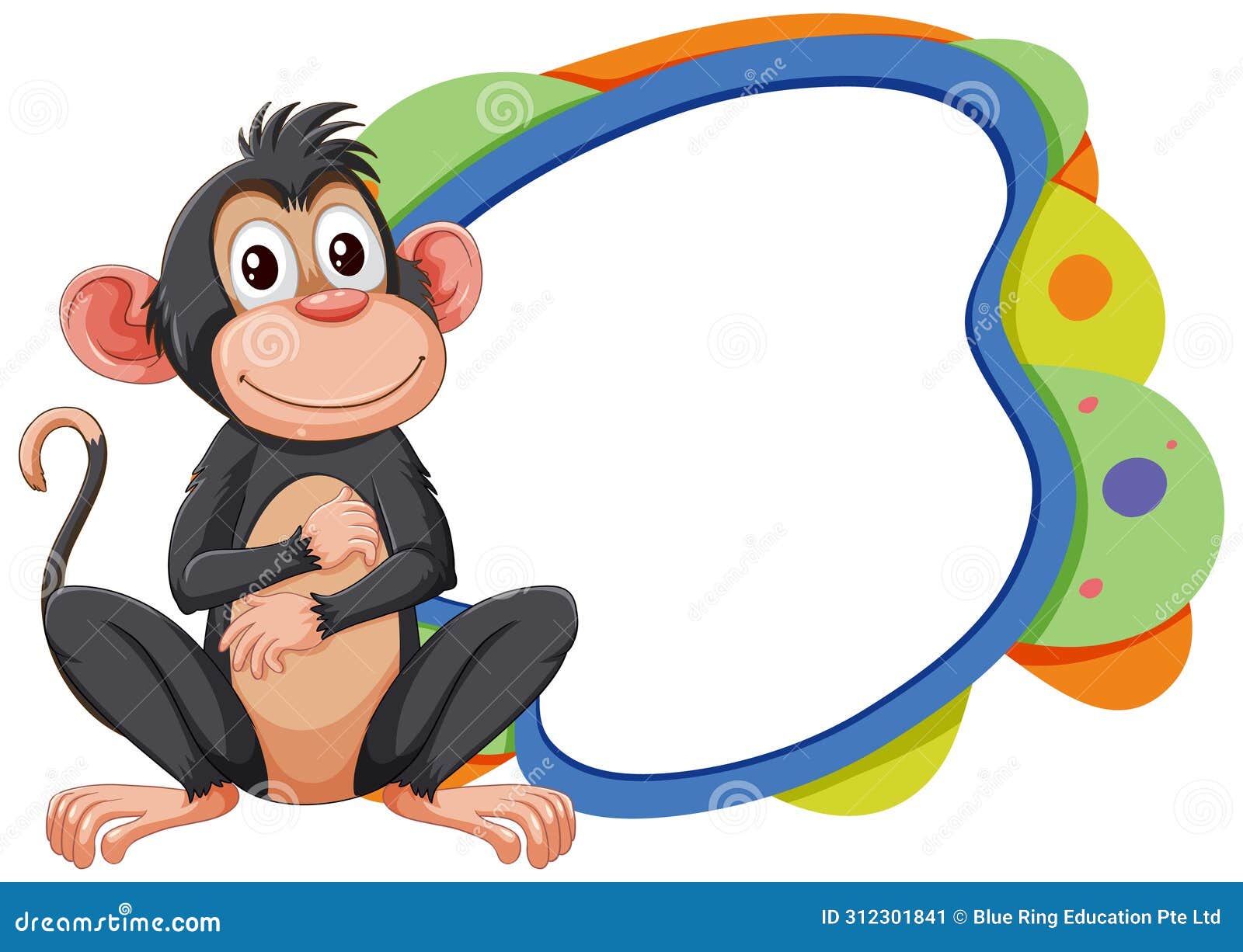 A Playful Monkey and Abstract Frame Stock Vector - Illustration of tail ...