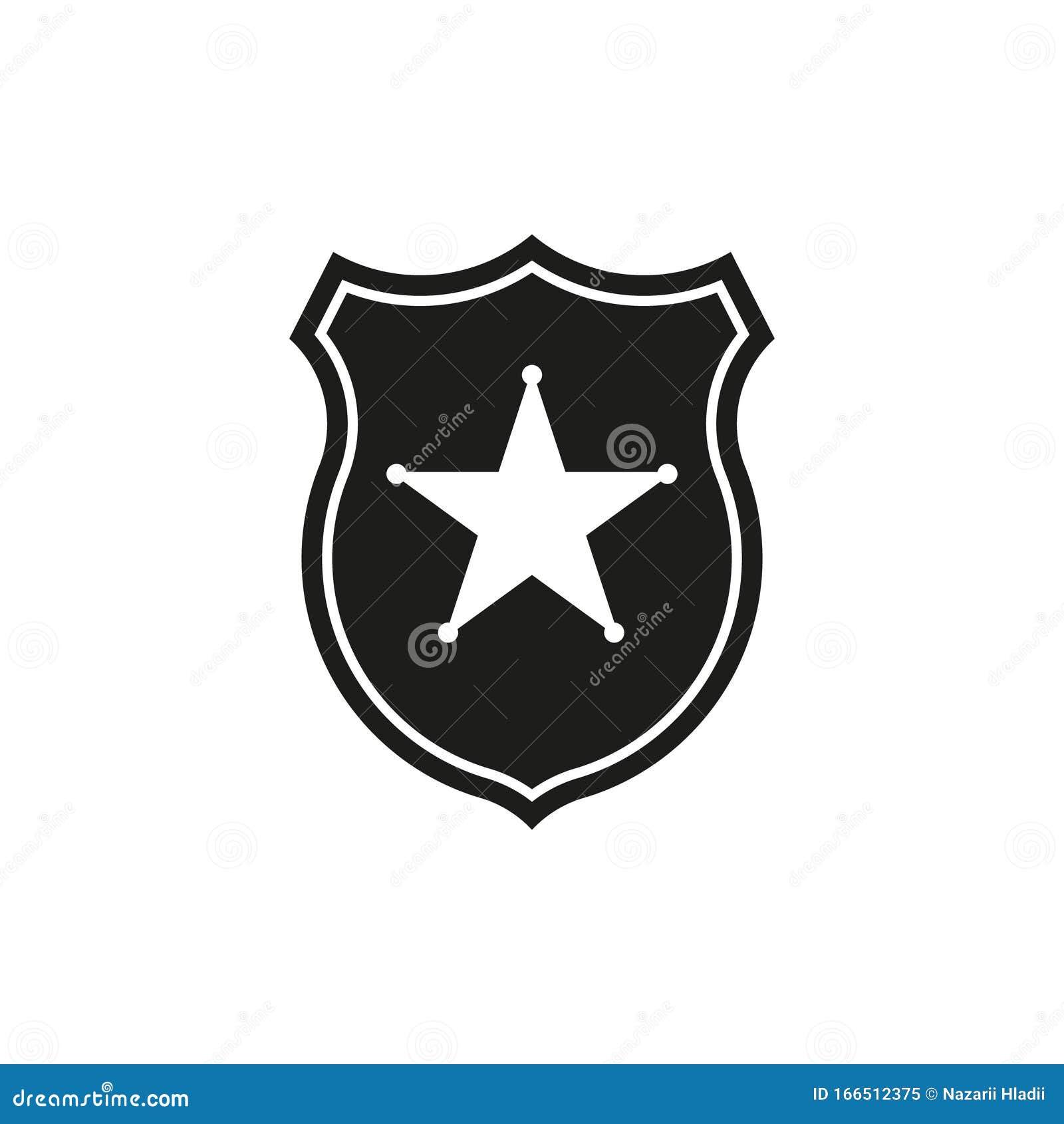 Vector Illustration of Police Badge Icon. Flat Design. Stock Vector ...