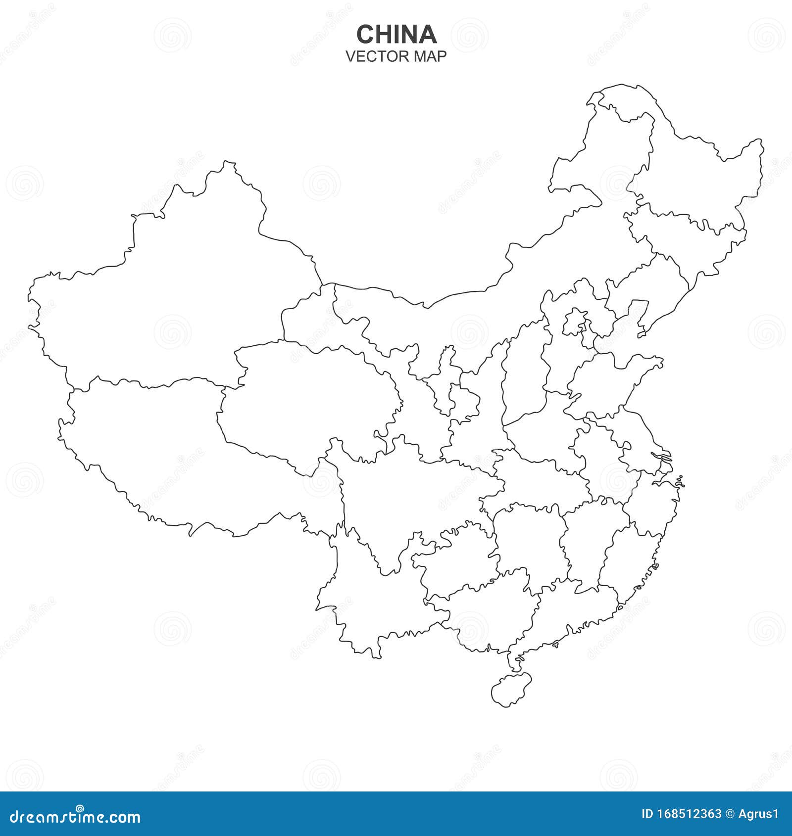 China Map, Isolated White Background, Red China Map With National Flag ...