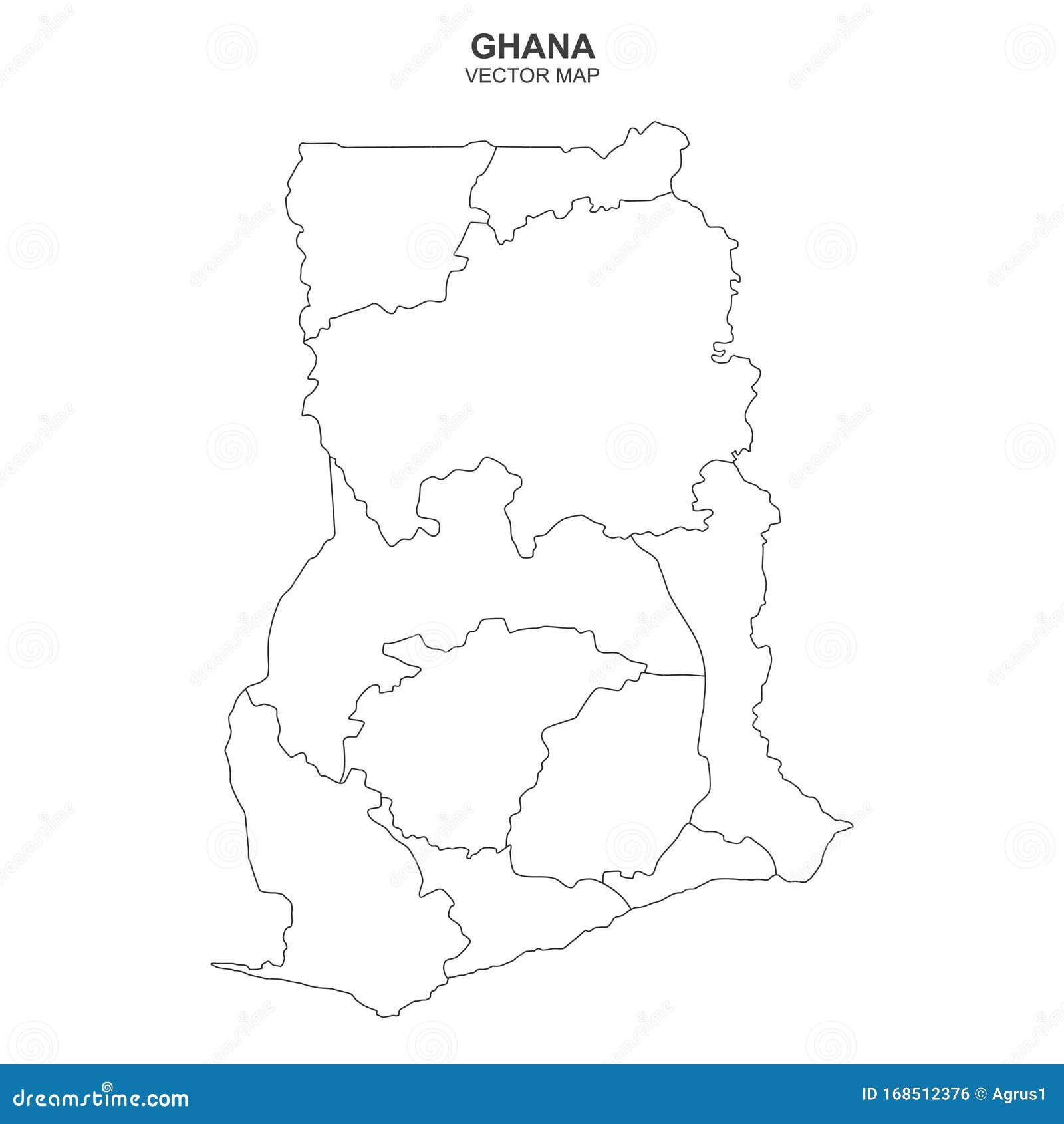Political Map of Ghana Isolated on White Background Stock Vector ...