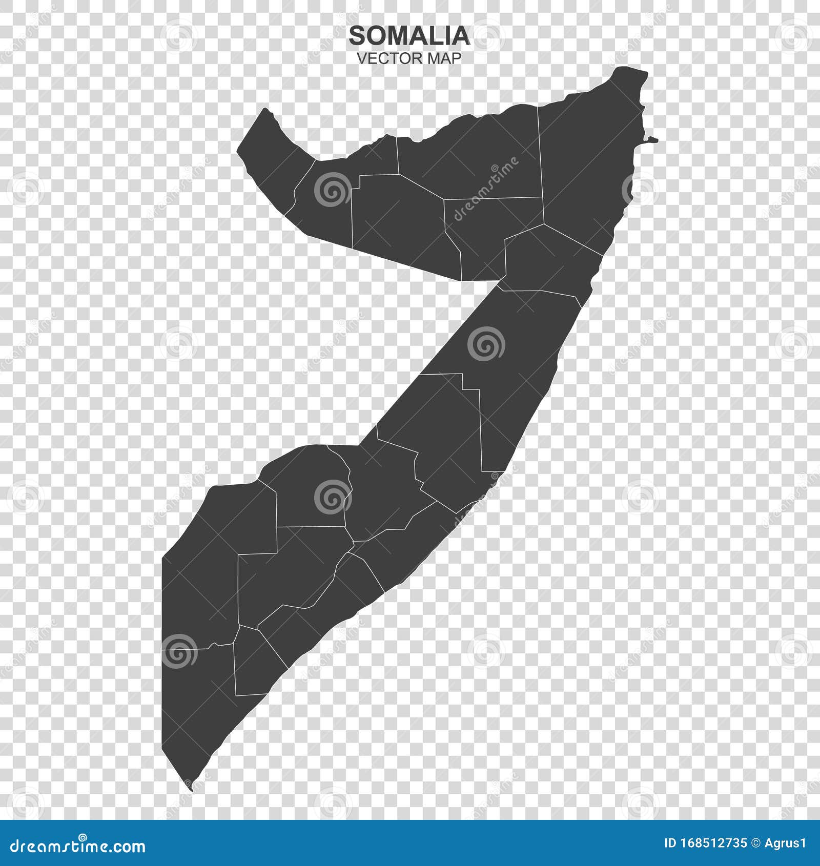 Political Map of Somalia Isolated on Transparent Background Stock ...